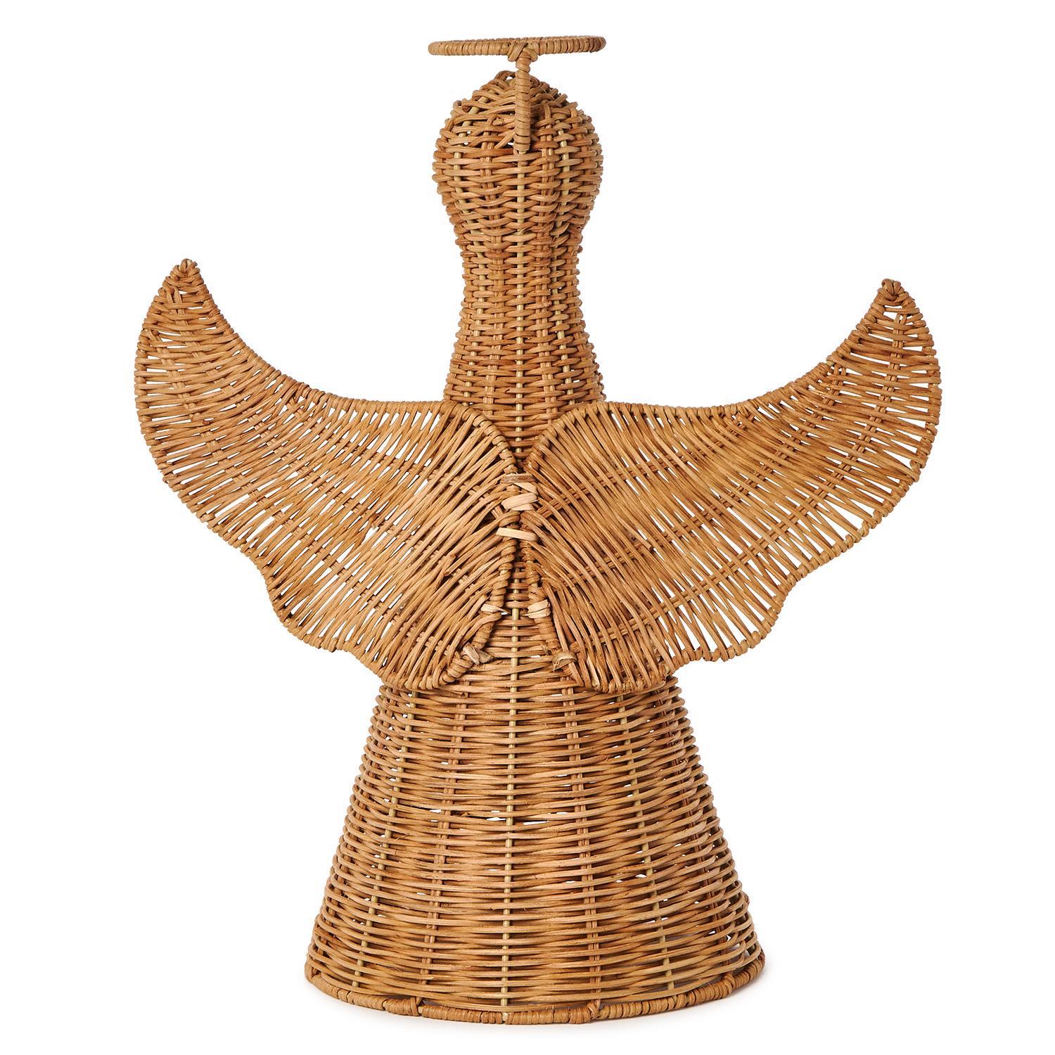 Hand-Crafted Large Rattan Angel