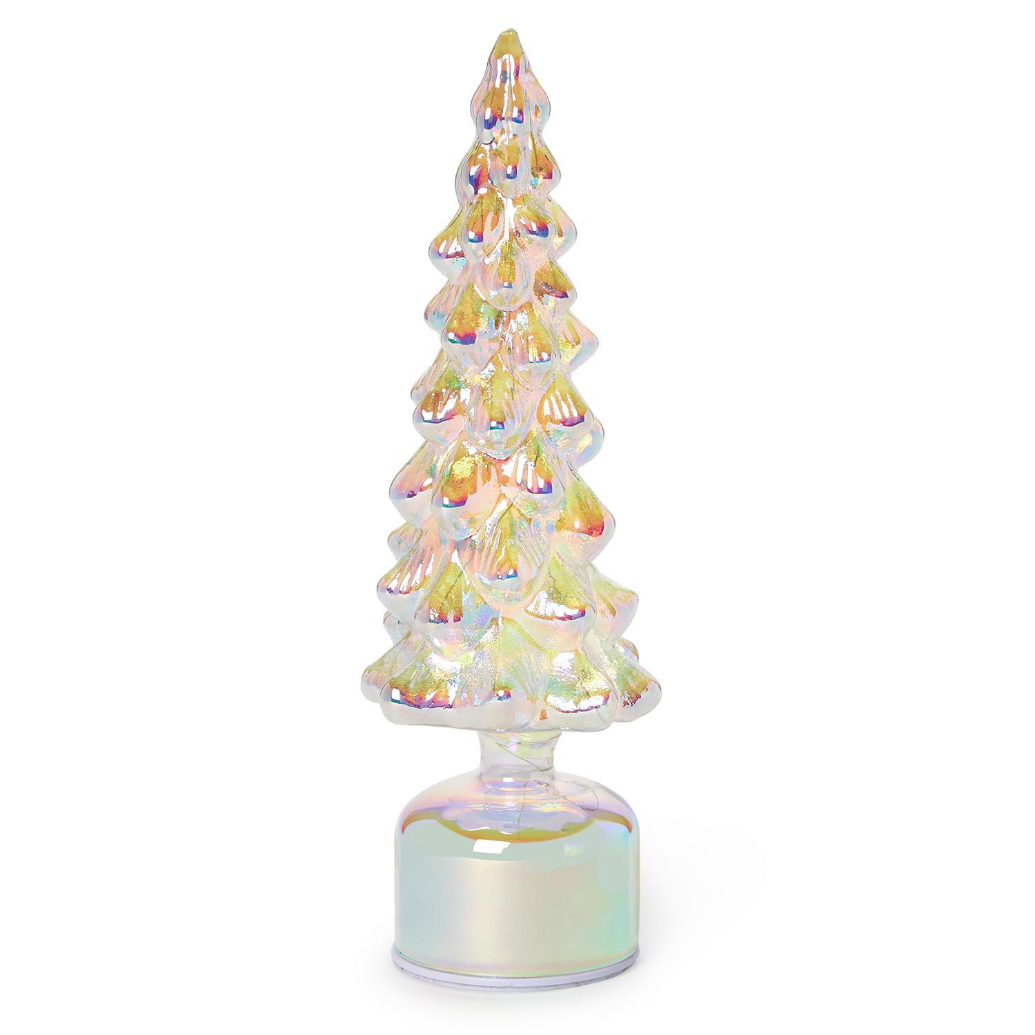 Silver Belle Iridescent Light-Up Tree with Rotating Base