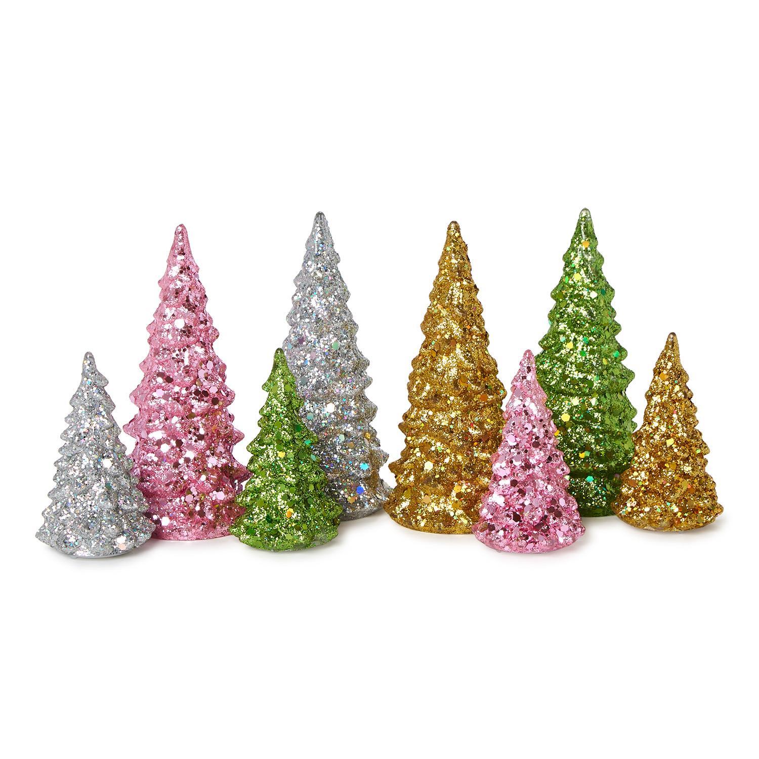 Mini Light-Up Glitter Trees 32 Pc Unit Includes 4 Colors and 2 Sizes
