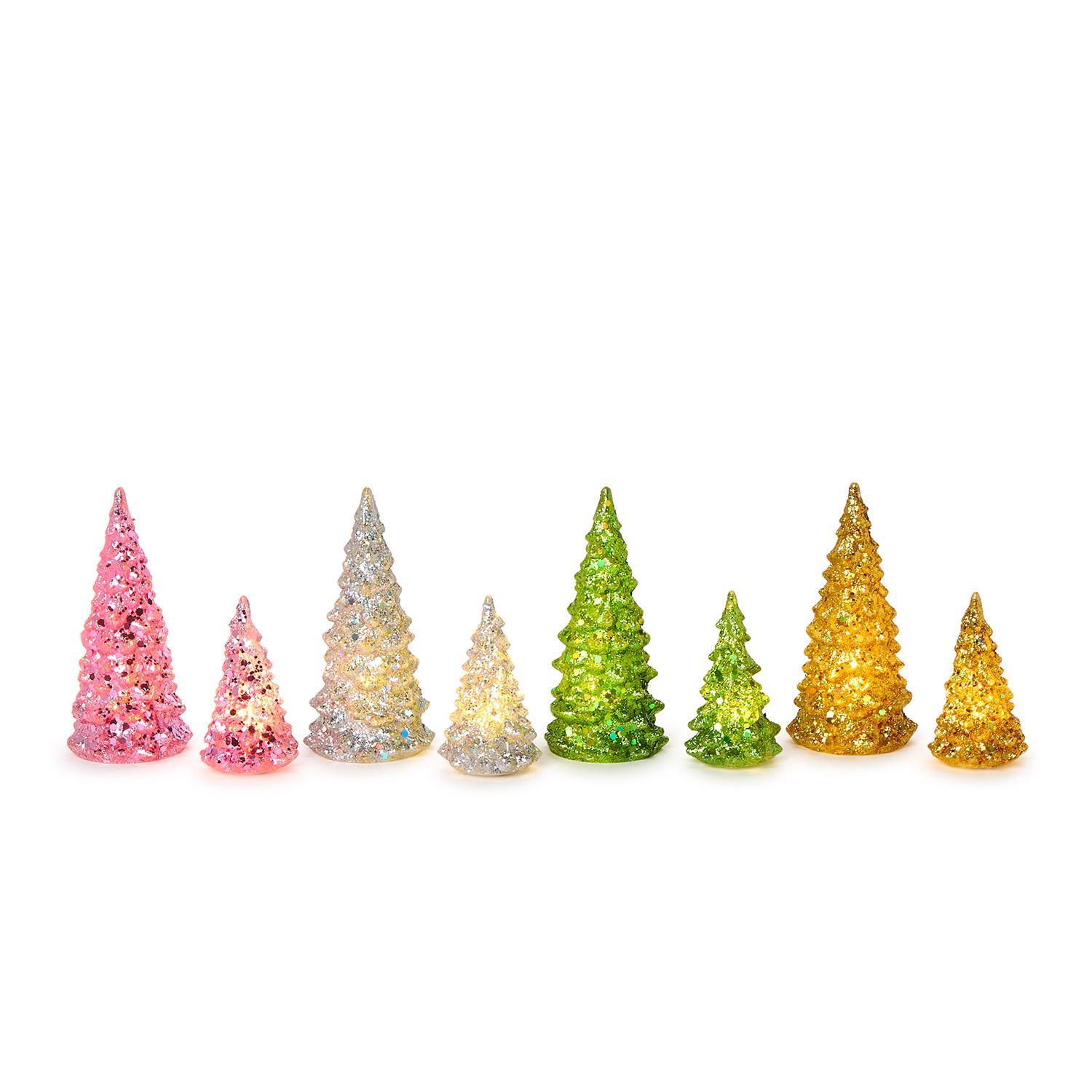 Mini Light-Up Glitter Trees 32 Pc Unit Includes 4 Colors and 2 Sizes