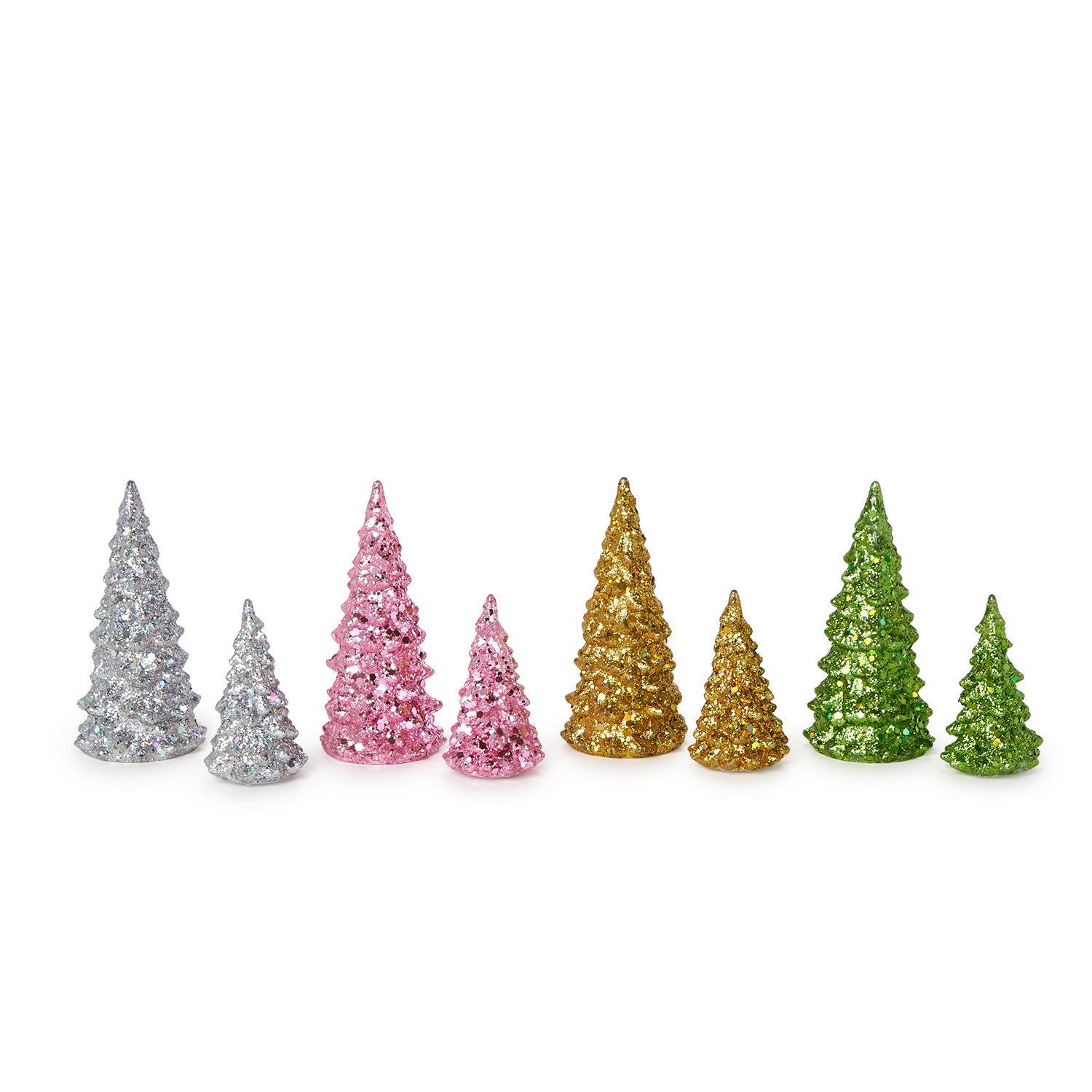 Mini Light-Up Glitter Trees 32 Pc Unit Includes 4 Colors and 2 Sizes