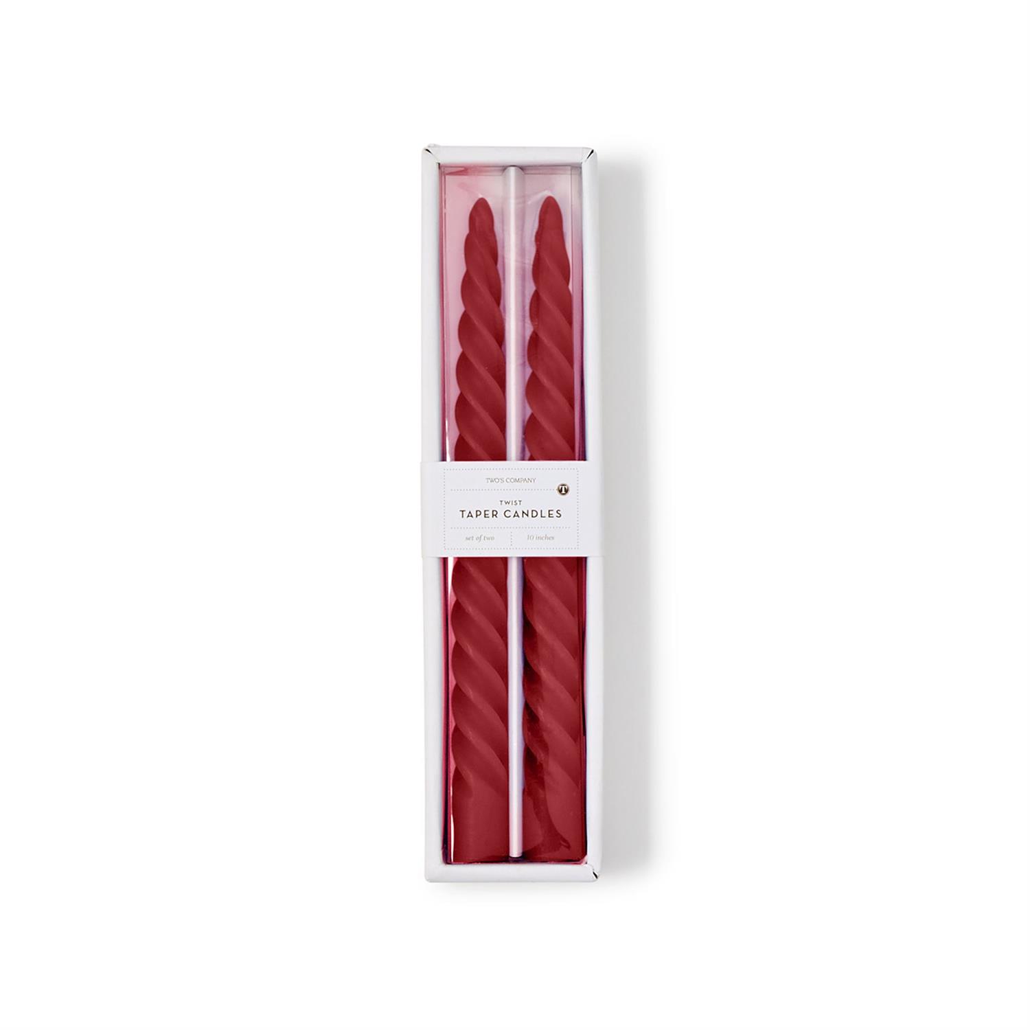 Set of 2 Twist Taper Candles in Gift Box Assorted 3 Colors