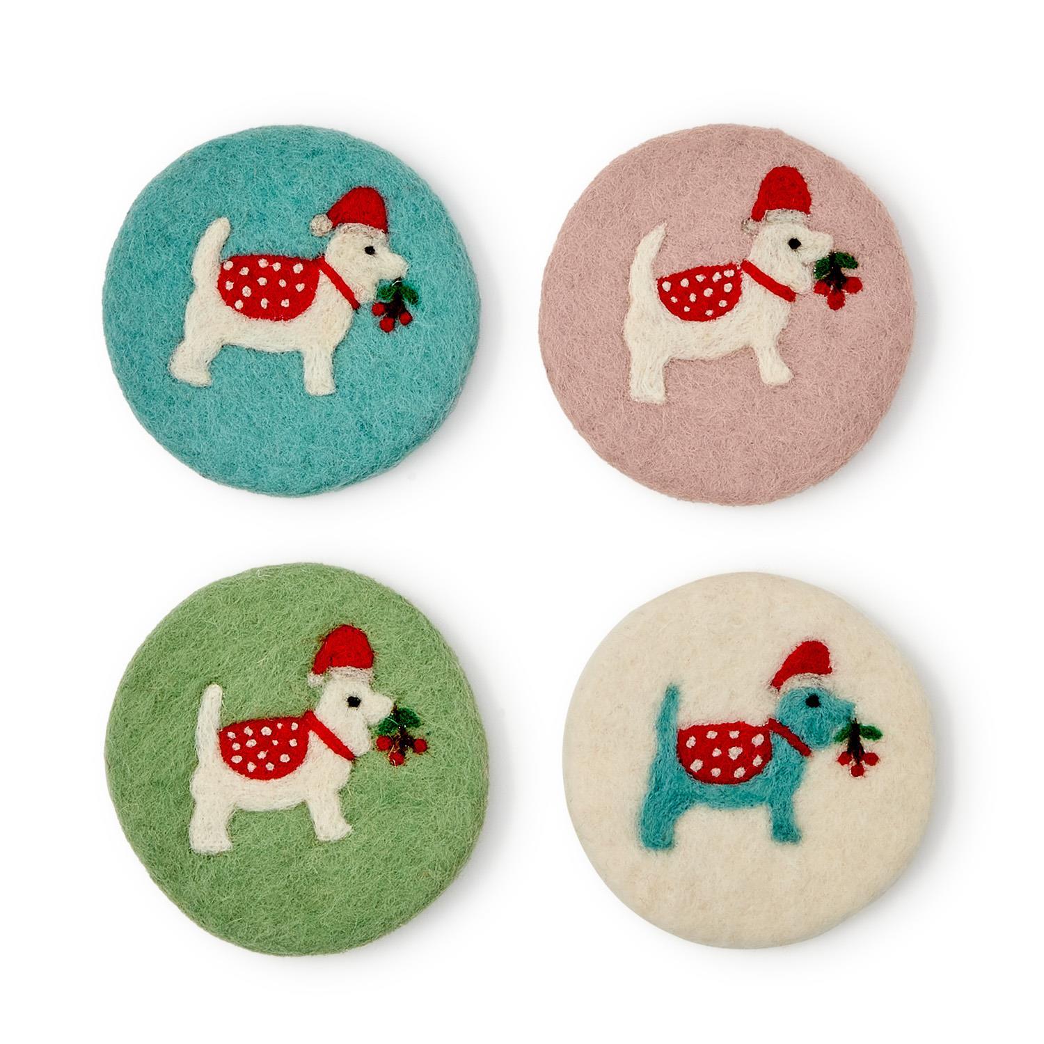 Dogs Set of 4 Hand-Crafted Coasters Includes 4 Colors