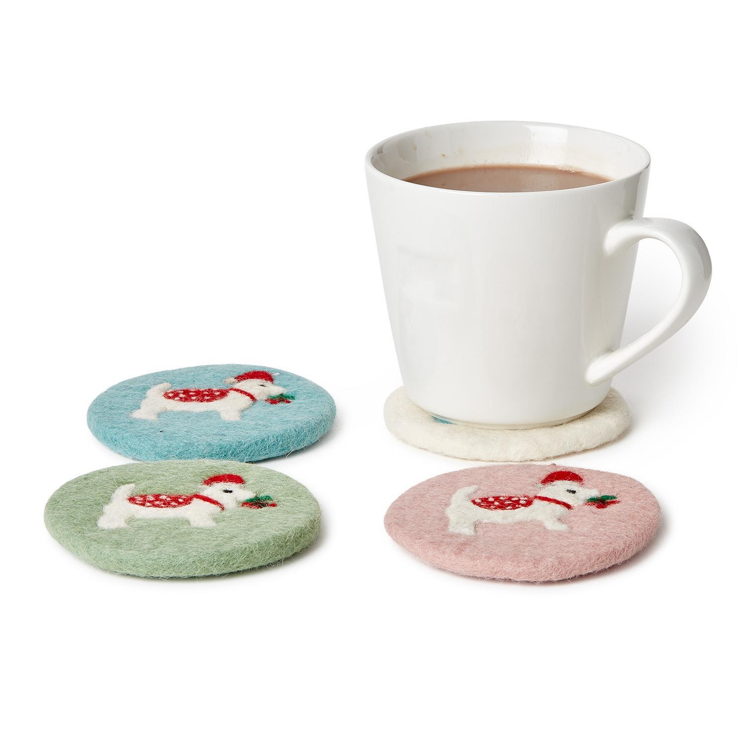 Dogs Set of 4 Hand-Crafted Coasters Includes 4 Colors