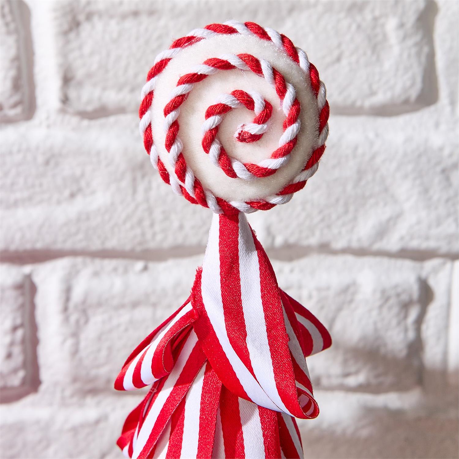 Set of 3 Peppermint Striped Ribbon Trees