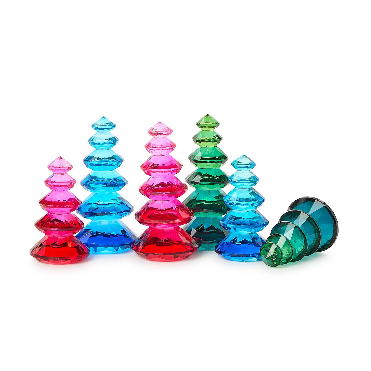 Set of 2 Faceted Crystal Ombre Trees Assorted 3 Colorations