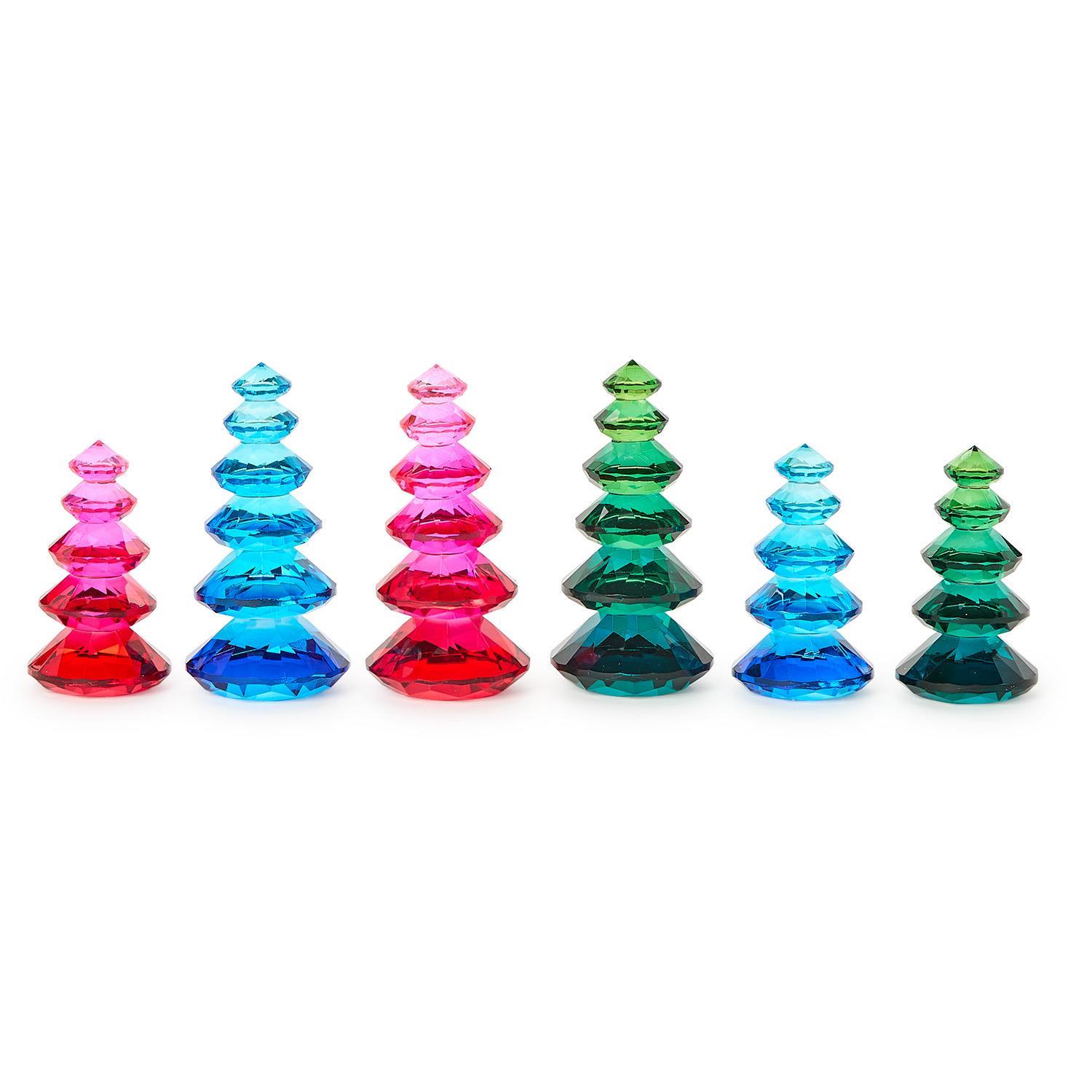 Set of 2 Faceted Crystal Ombre Trees Assorted 3 Colorations