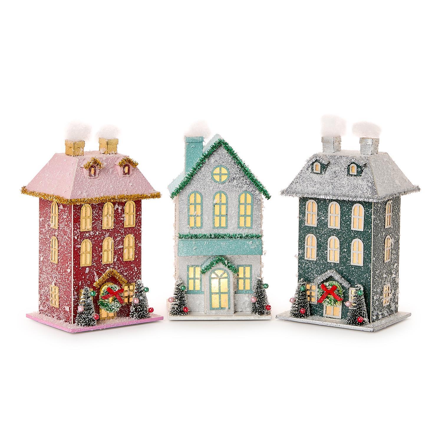 12 Pc Light Up House Unit Includes 3 Designs