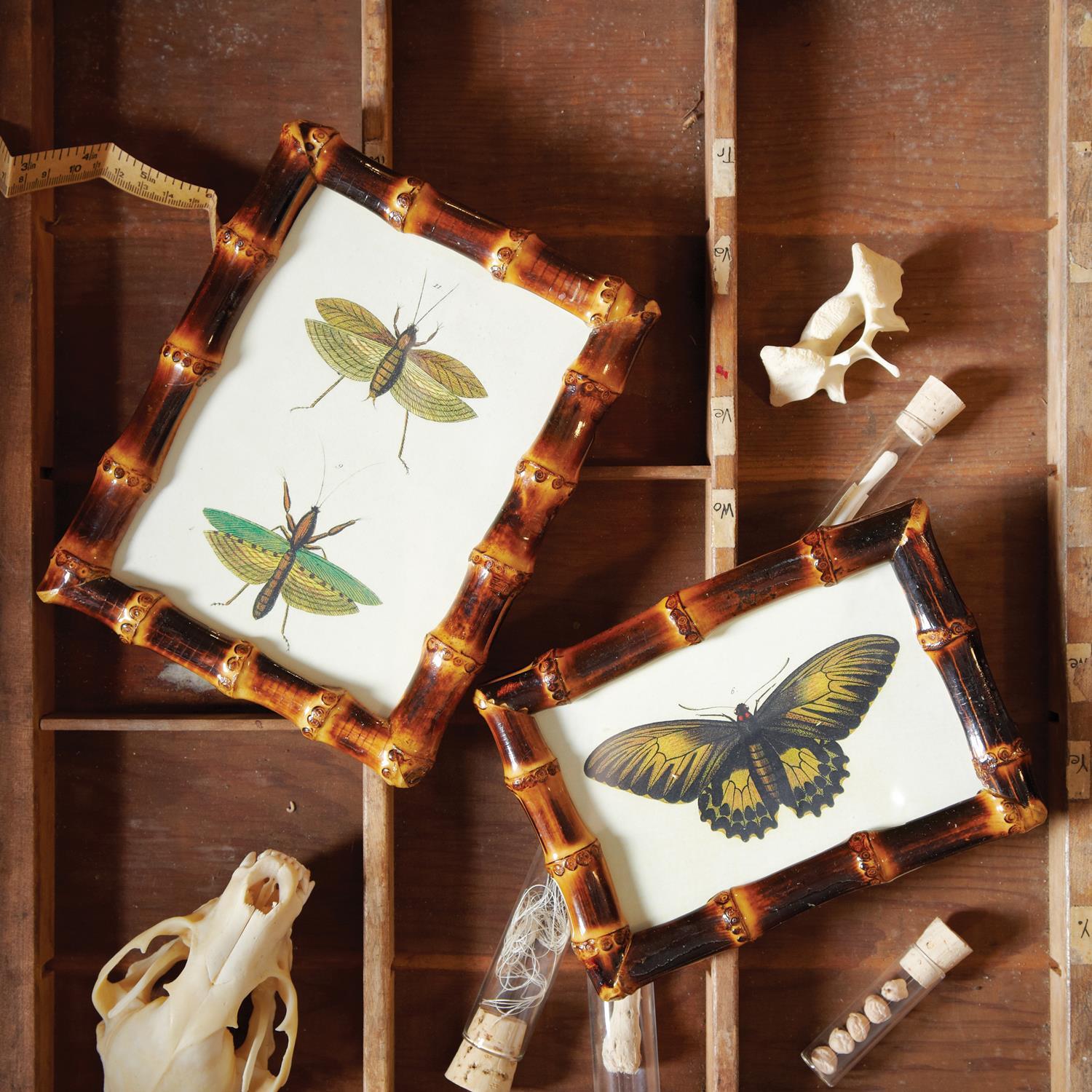 S/2 Bamboo Photo Frame Incl 4" x 6" & 5" x 7"