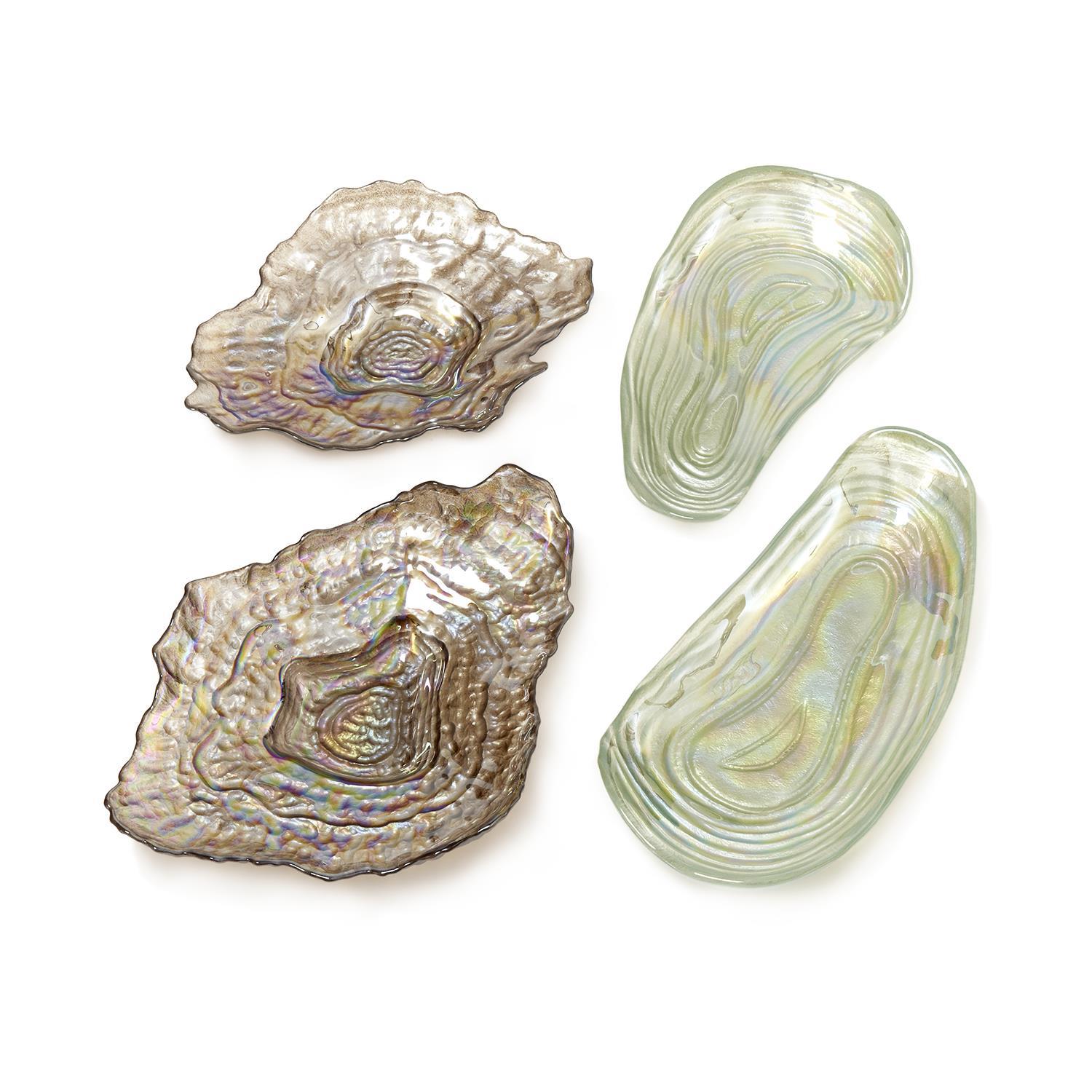S/4 Lustrous Shell Plates Asst 2 Designs