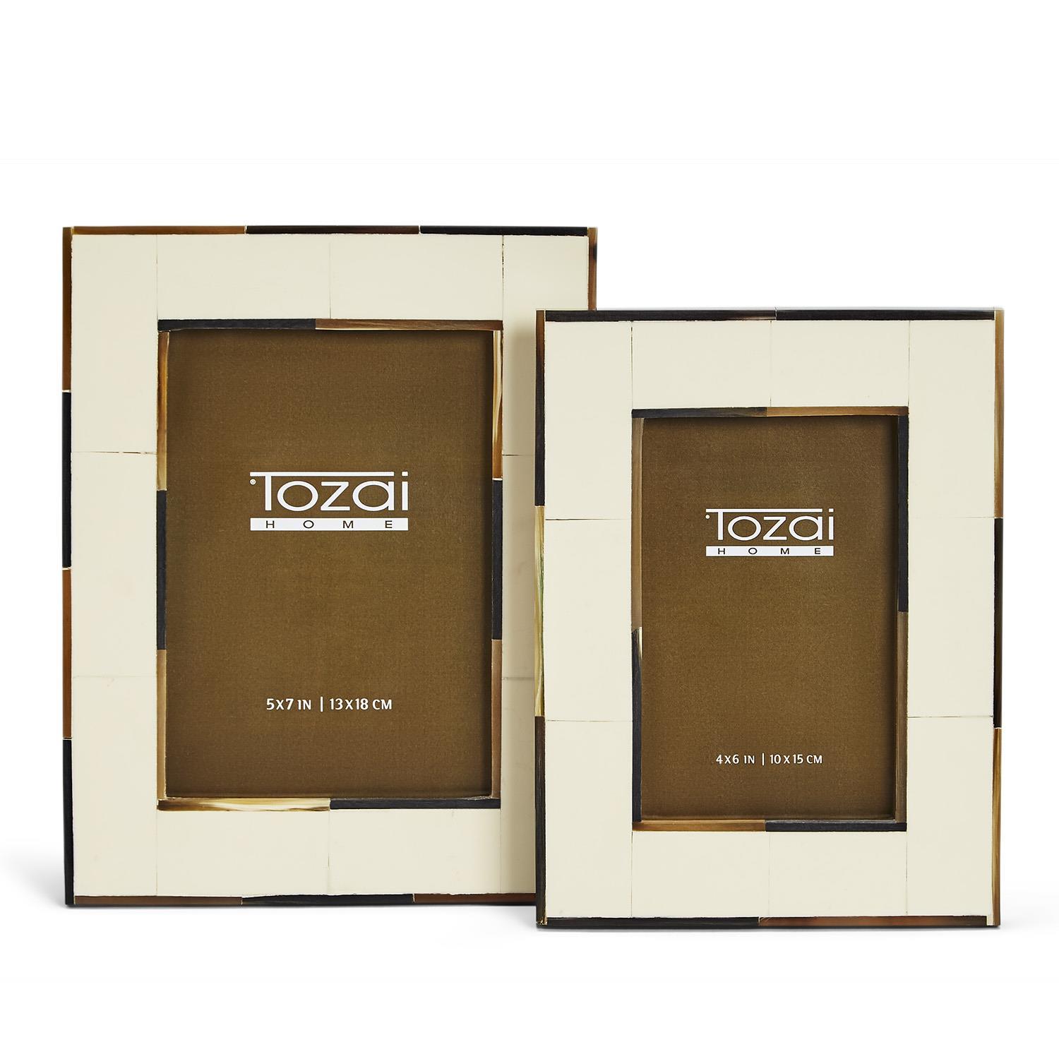 S/2 Milano Photo Frame W/ Horn Inseam Incl 2 Sizes