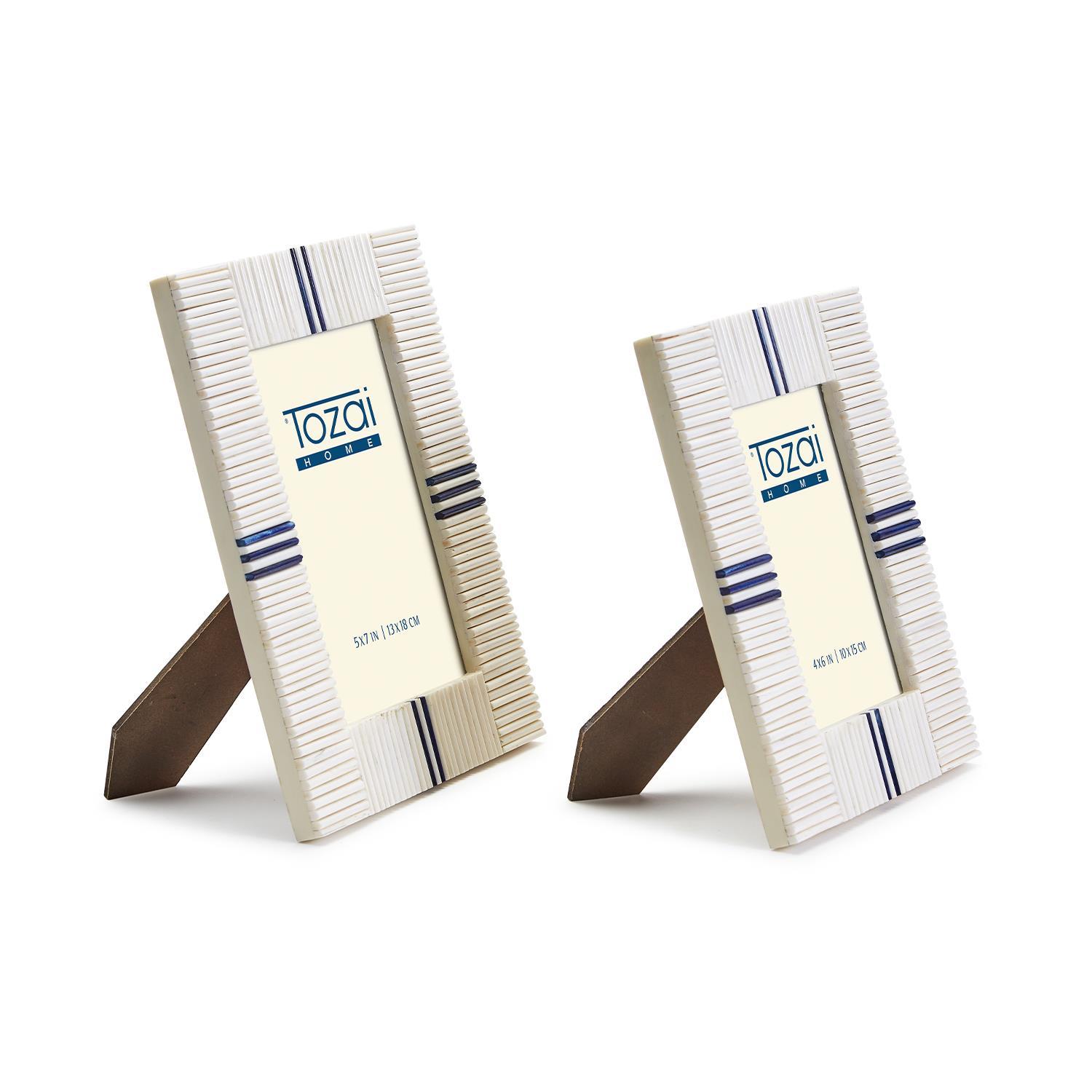 Stacks S/2 Photo Frame with Lapis Colored Inlay
