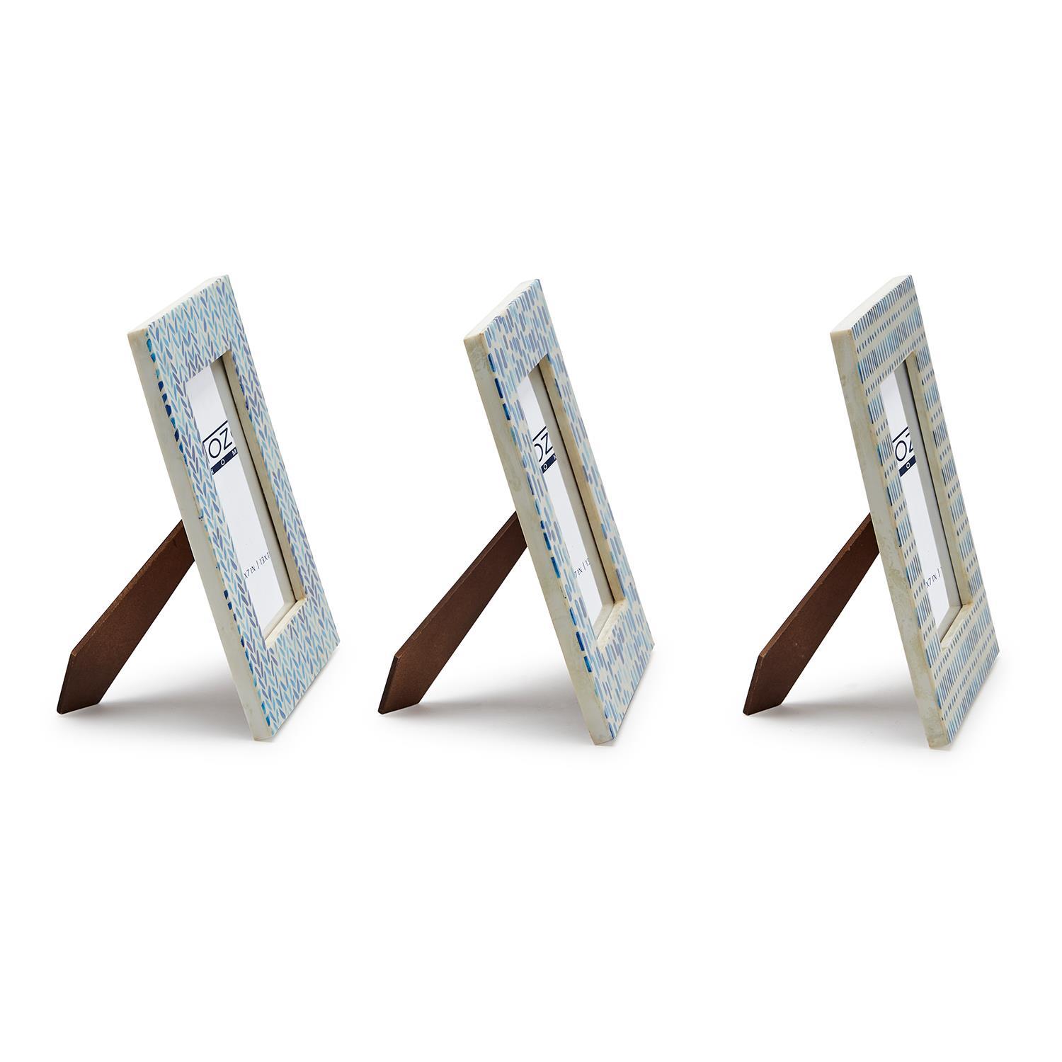Blue/White Photo Frame 5" x 7" Assorted 3 Patterns