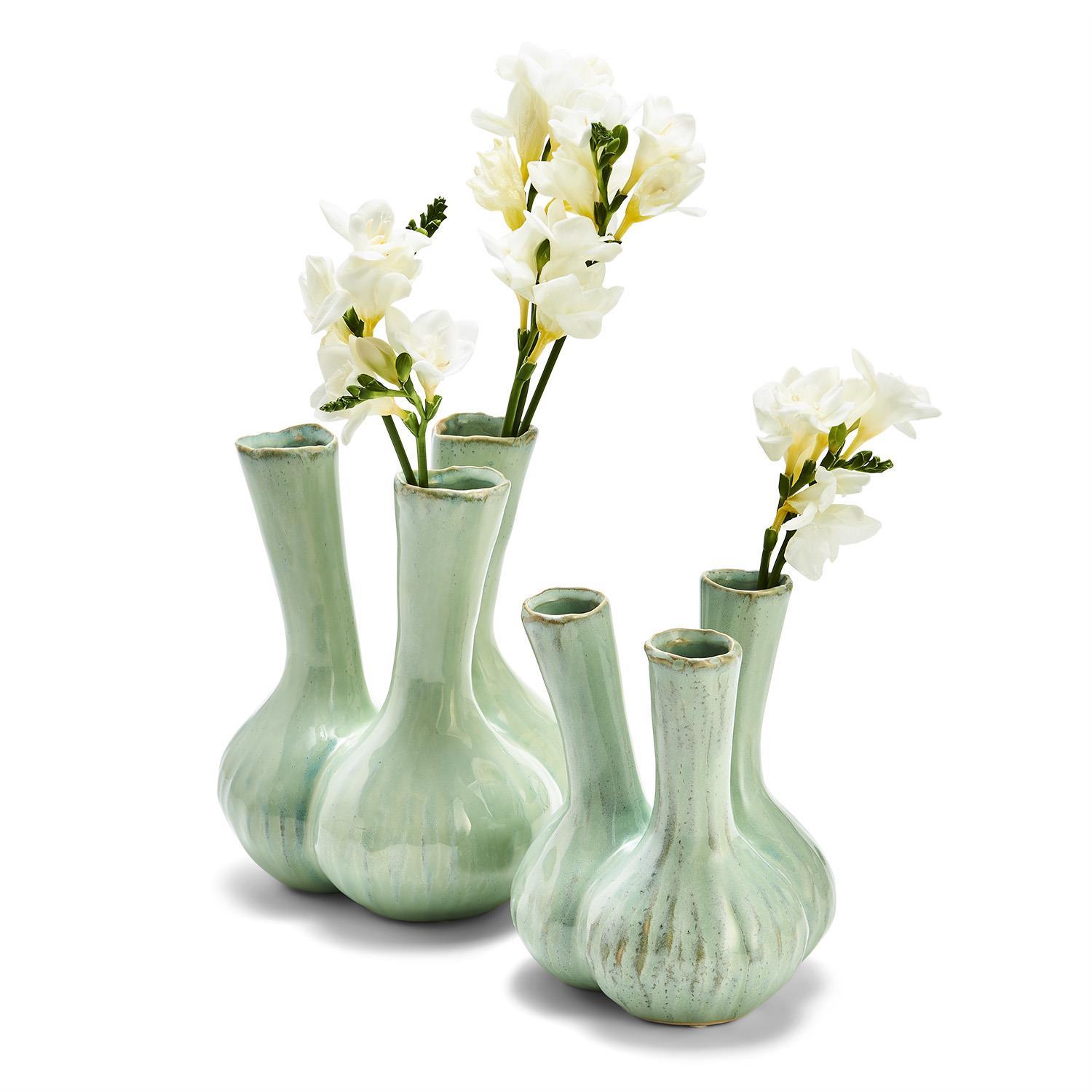 S/2 Celadon 3 Stem Vase