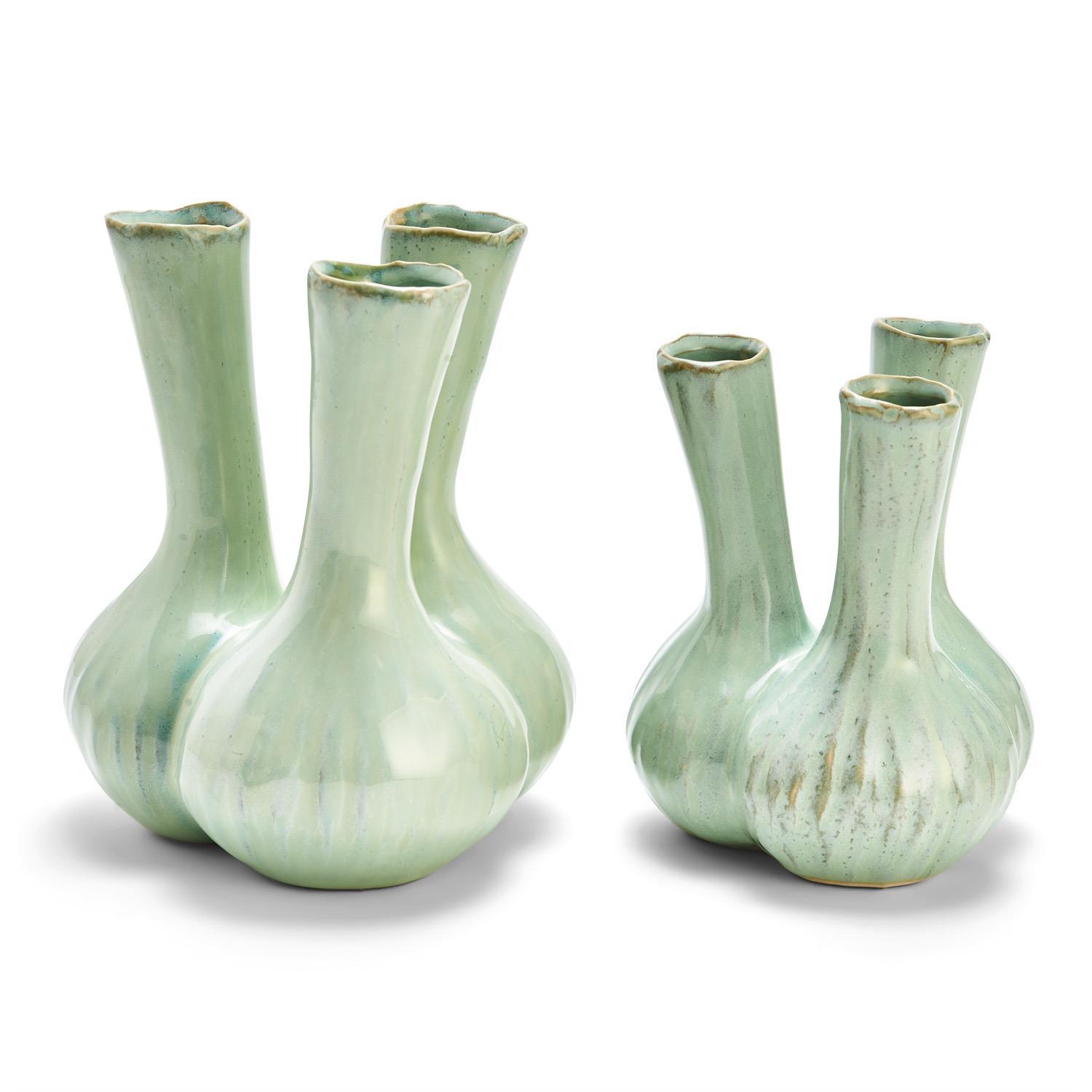 S/2 Celadon 3 Stem Vase