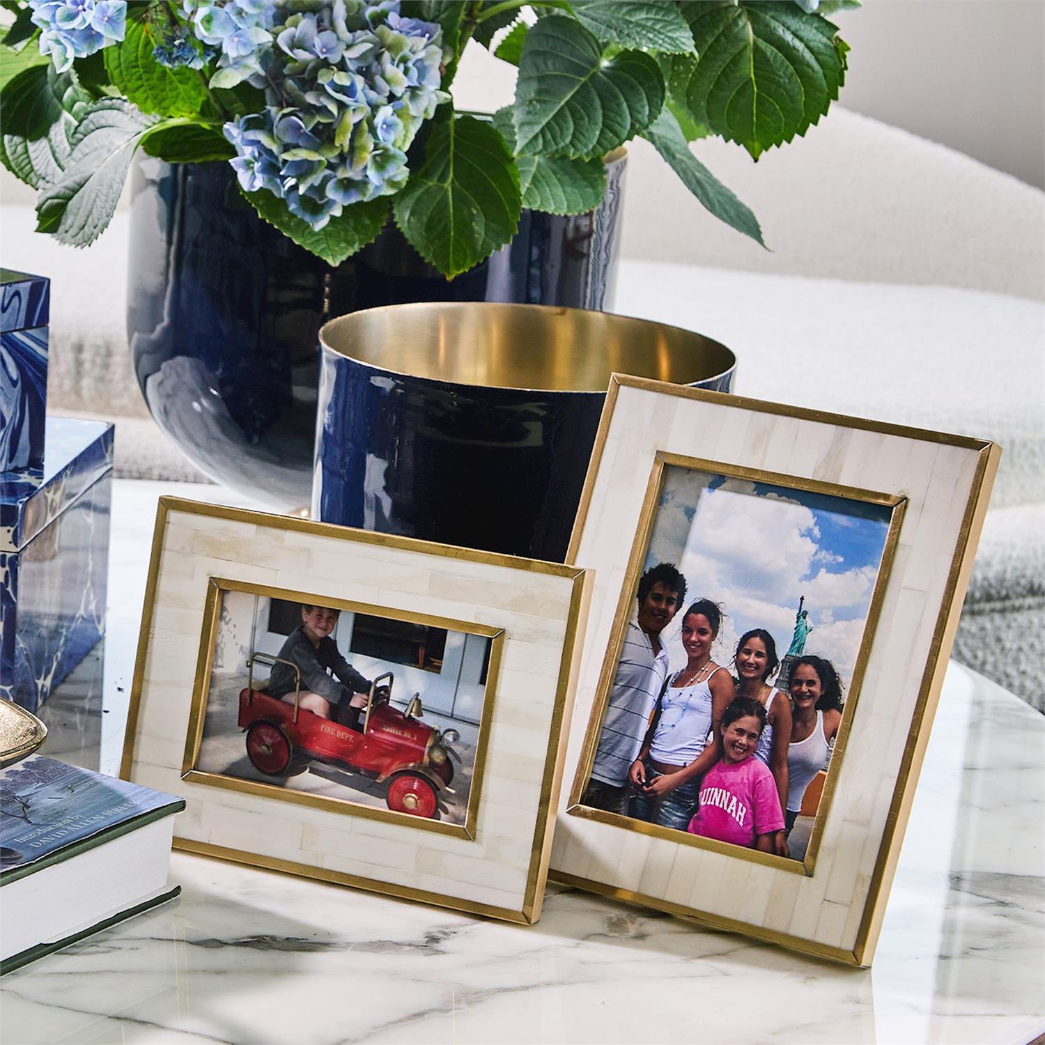 S/2 Photo Frame with Brass Border