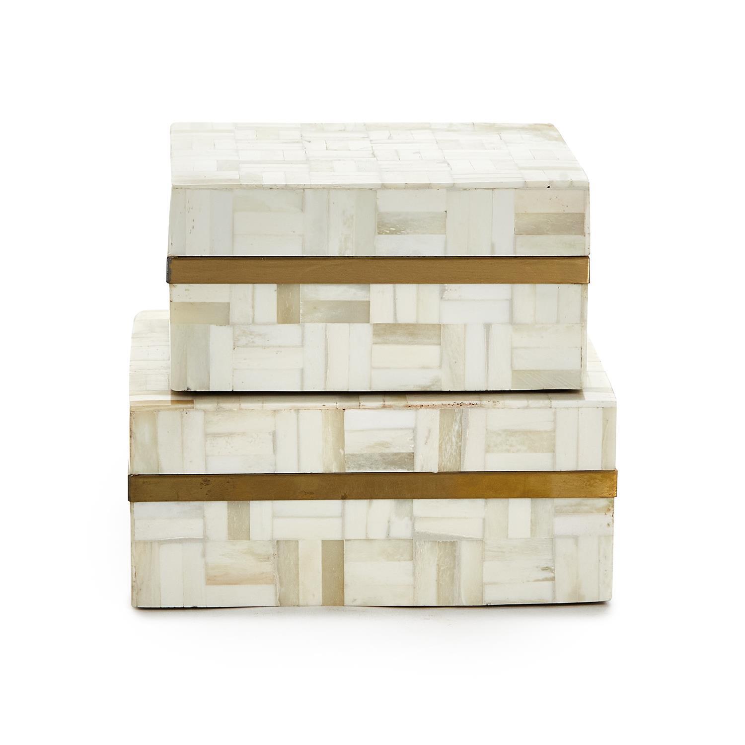 S/2 Whitestone Mosaic Tile Decorative Box