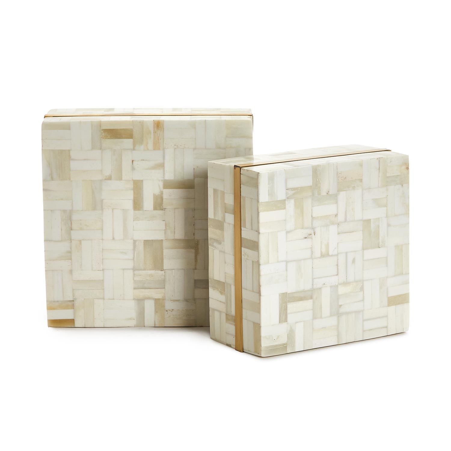 S/2 Whitestone Mosaic Tile Decorative Box