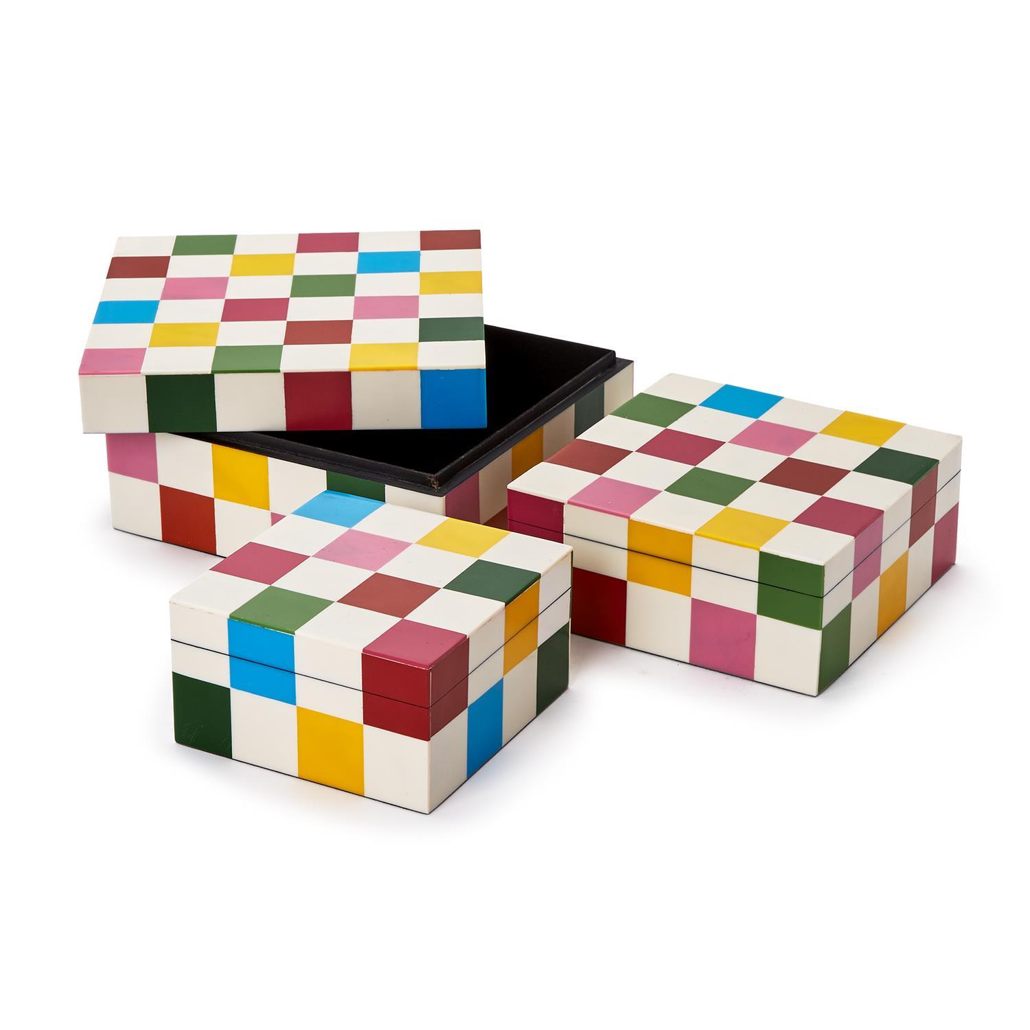 S/3 Colorblock Covered Box
