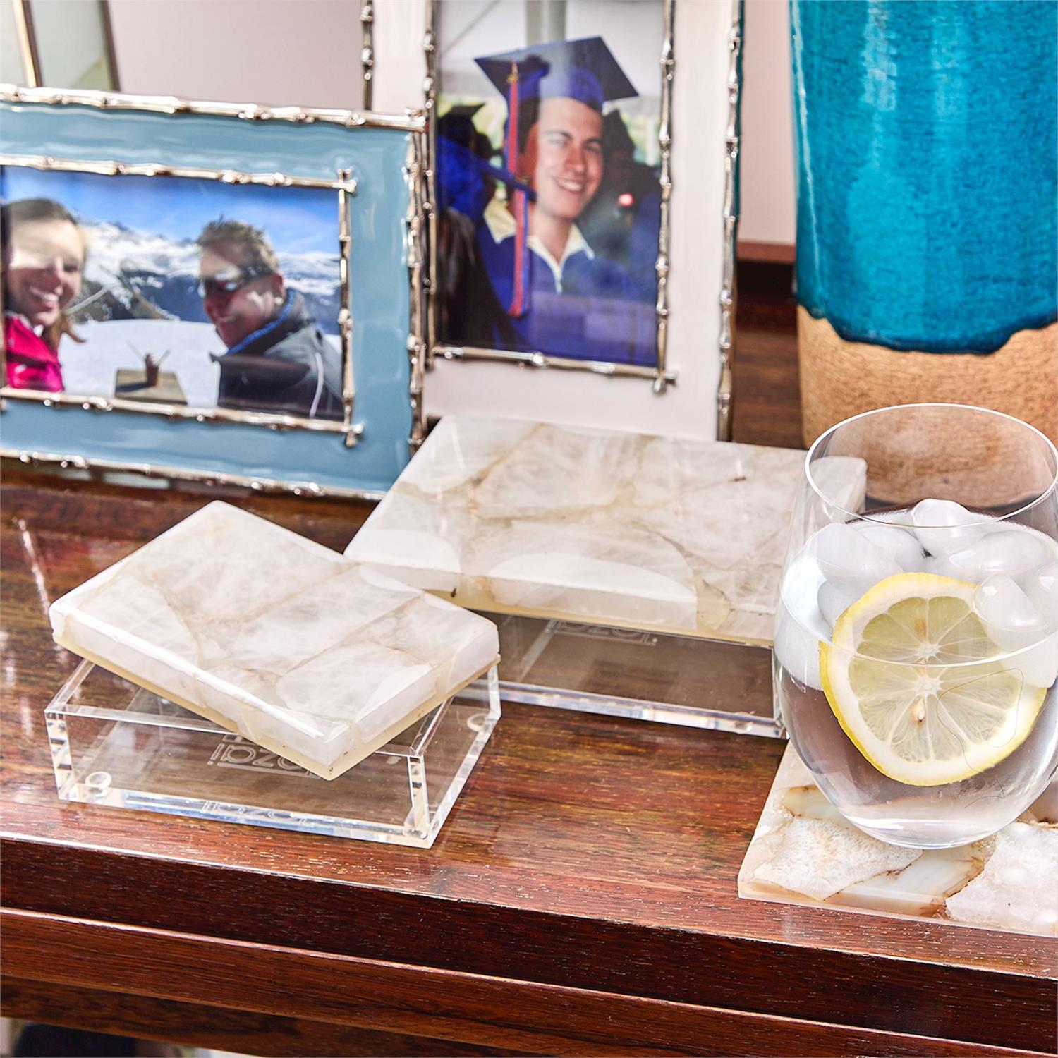 S/2 White Quartz Boxes