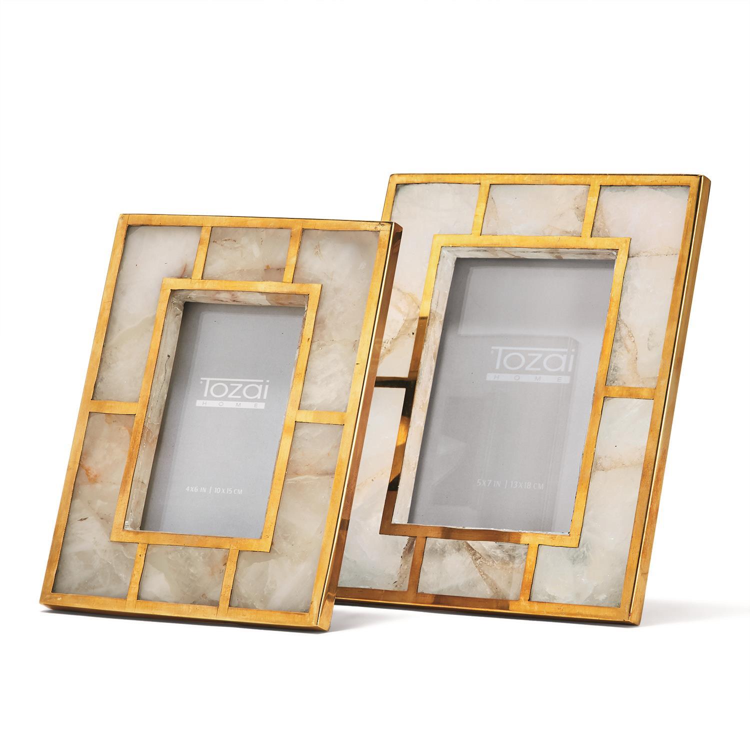 S/2 White Quartz Photo Frame Incl 2 Sizes
