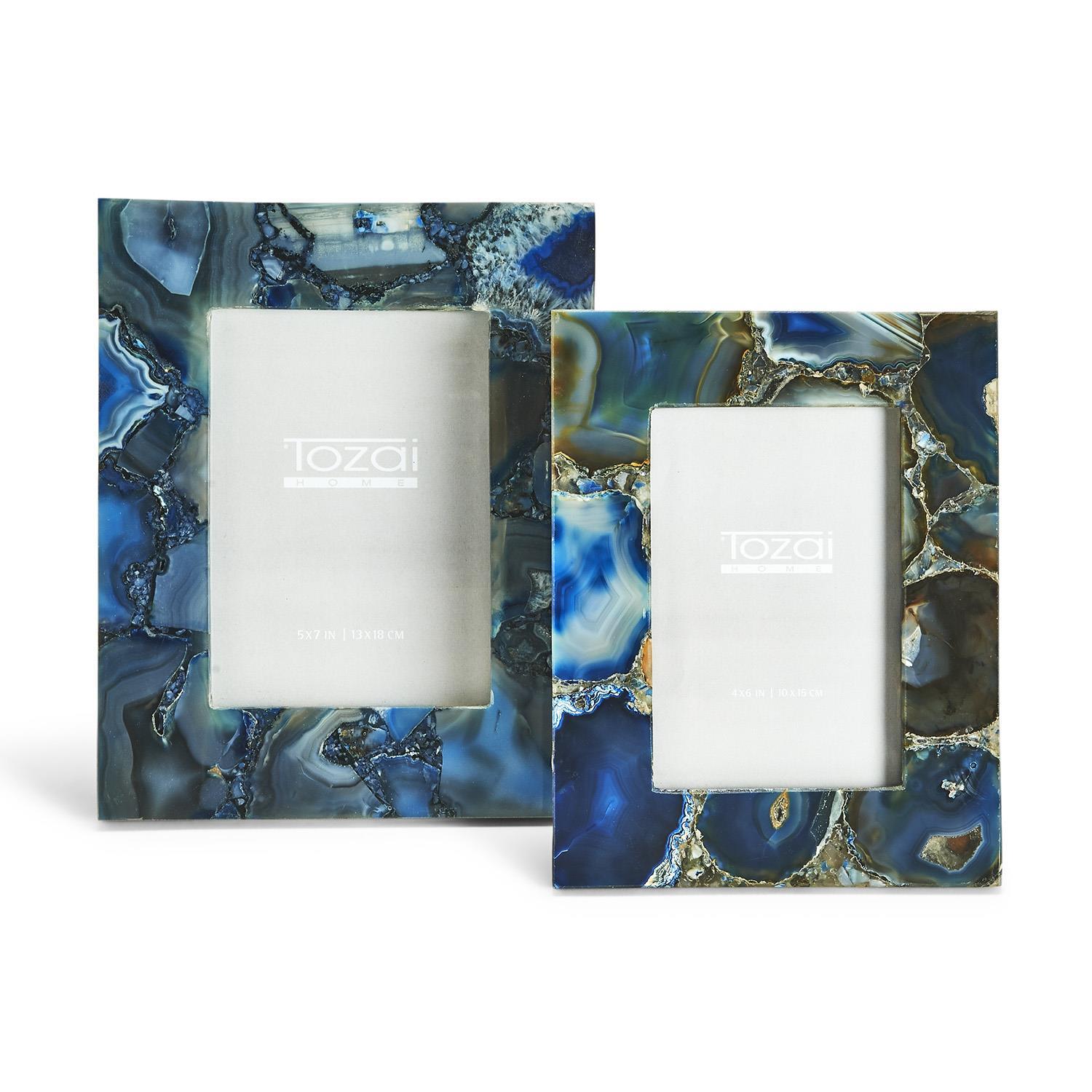 S/2 Blue Agate Photo Frame Incl 2 Sizes