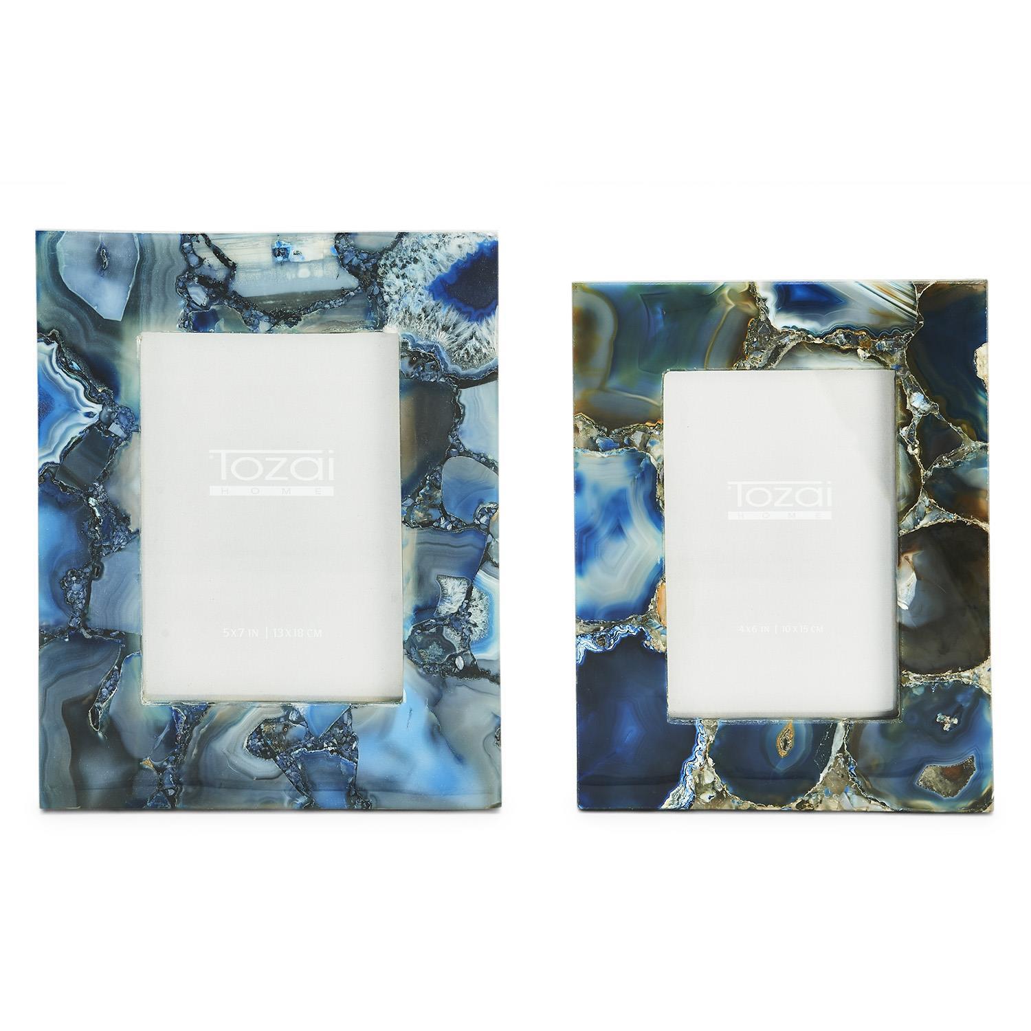 S/2 Blue Agate Photo Frame Incl 2 Sizes