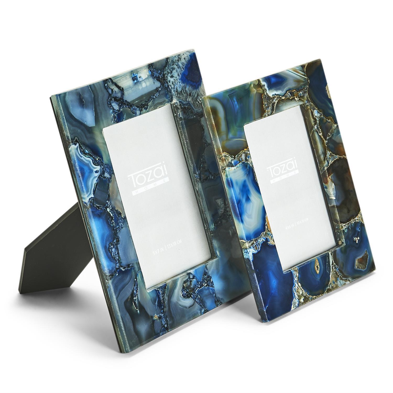 S/2 Blue Agate Photo Frame Incl 2 Sizes