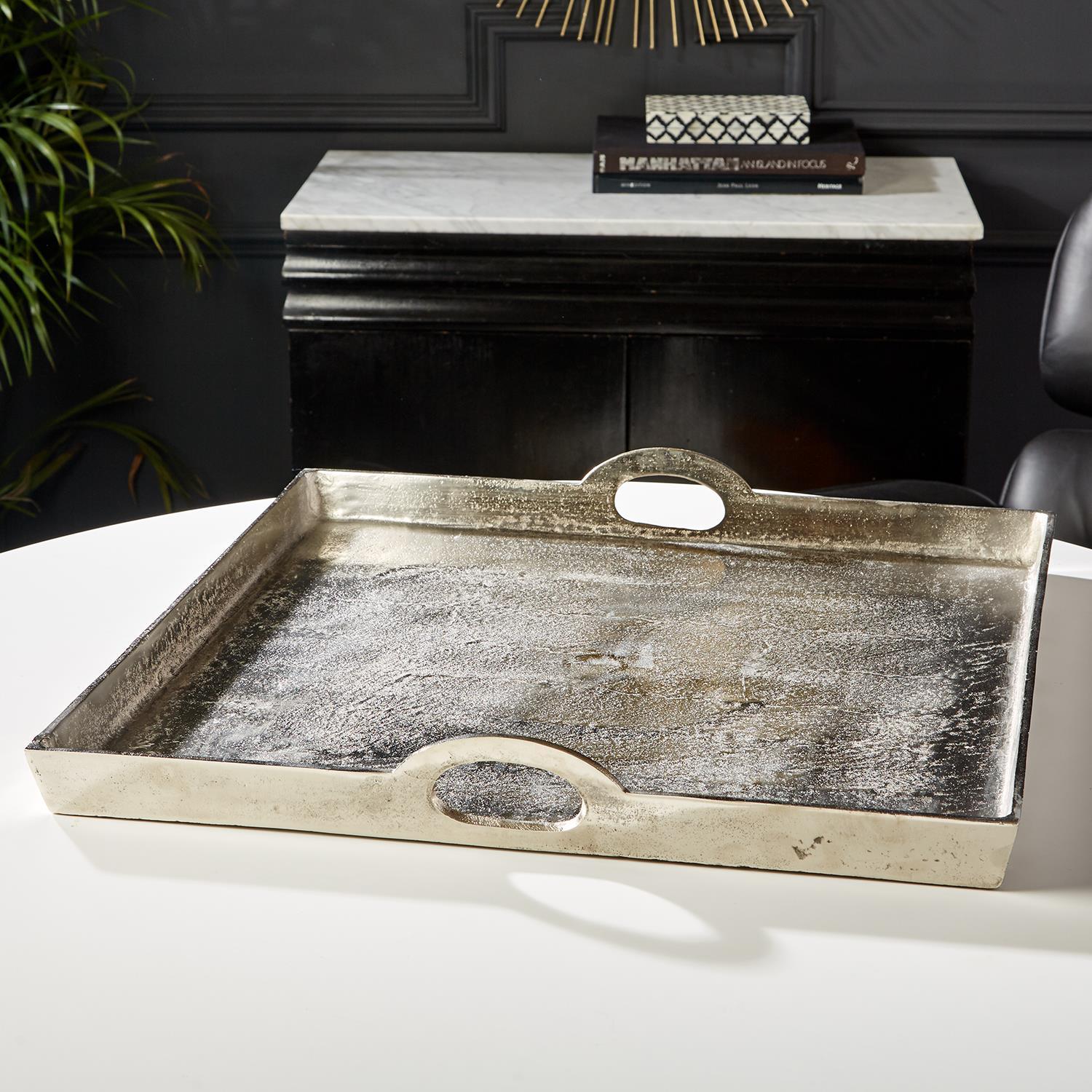 Hotel De Ville Decorative Square Tray Recycled Aluminum