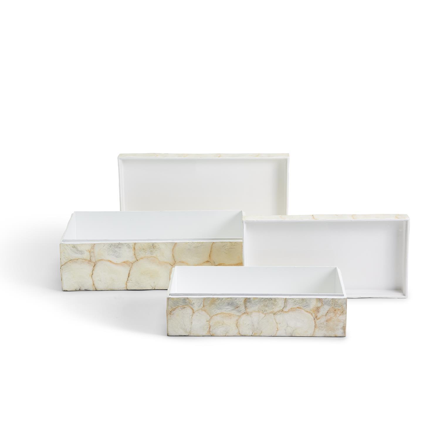 S/2 Super White Capiz Shell Accent Boxes