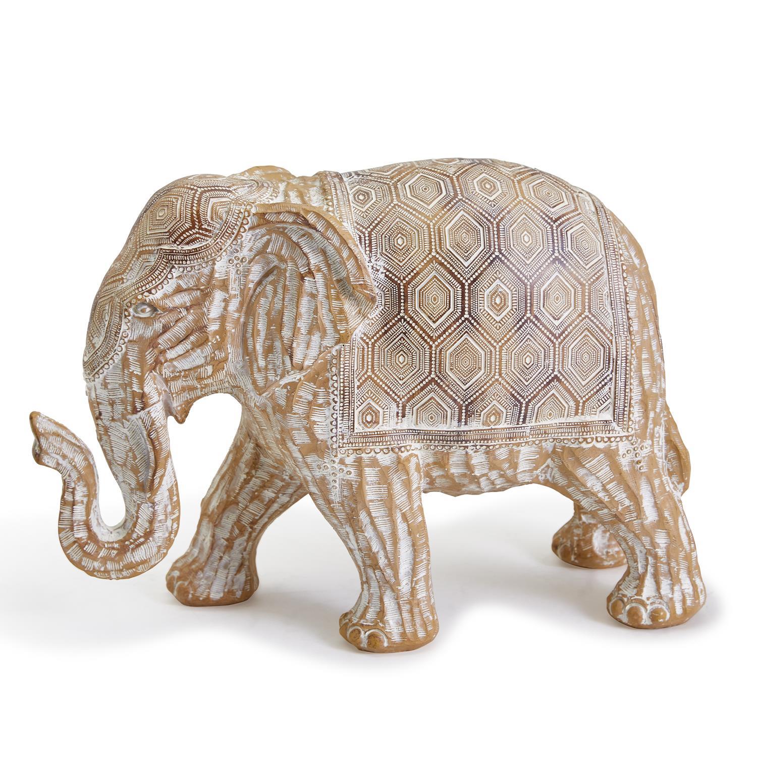 S/2 Hand Carved Decorative Elephants