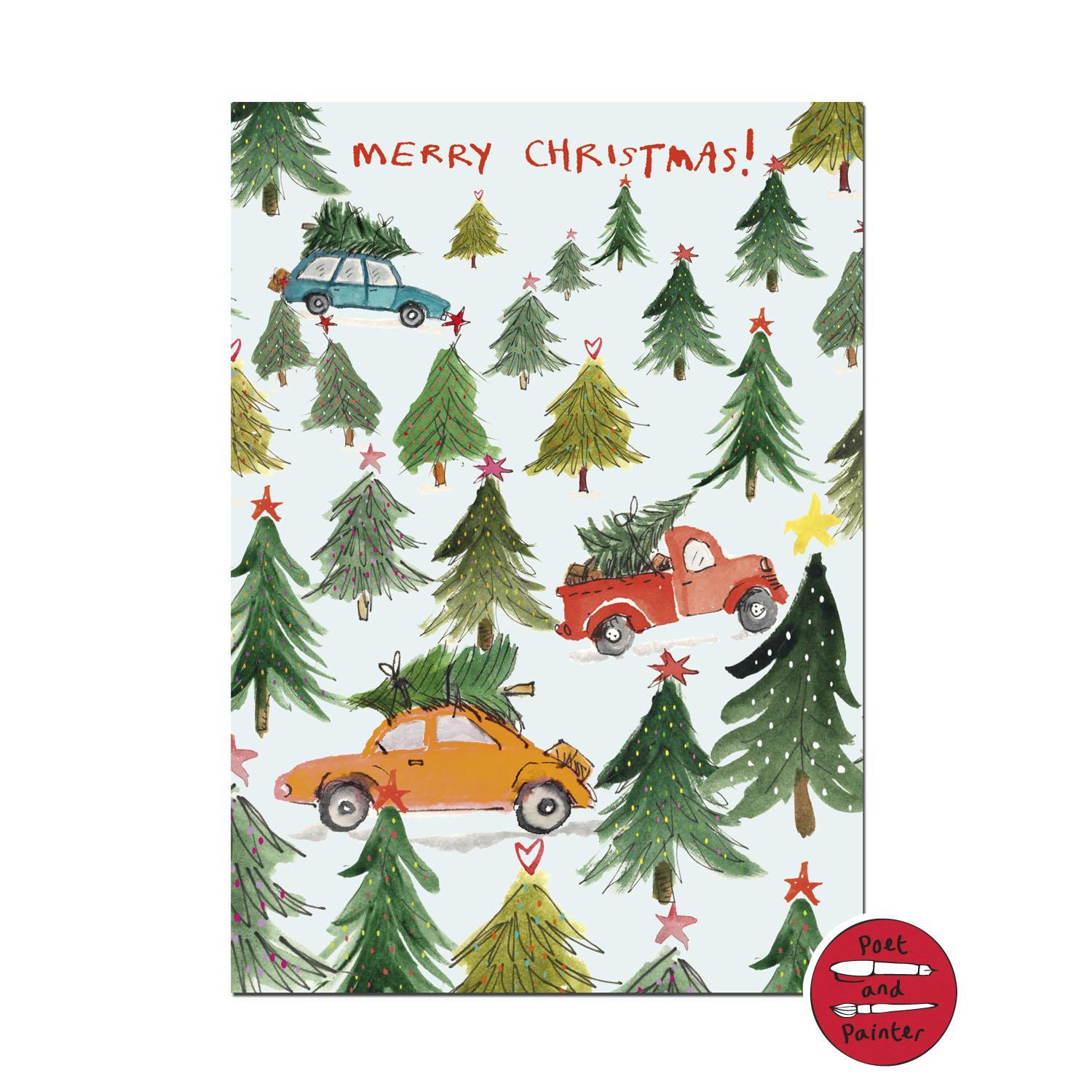 Set of 10 "Merry Christmas" Car/Tree Holiday Cards