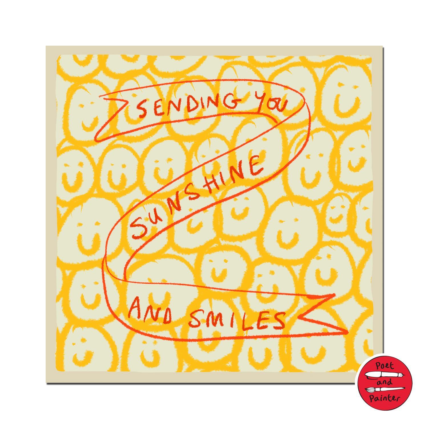 S/6 "Sunshine and Smiles" Note Cards with White Envelope