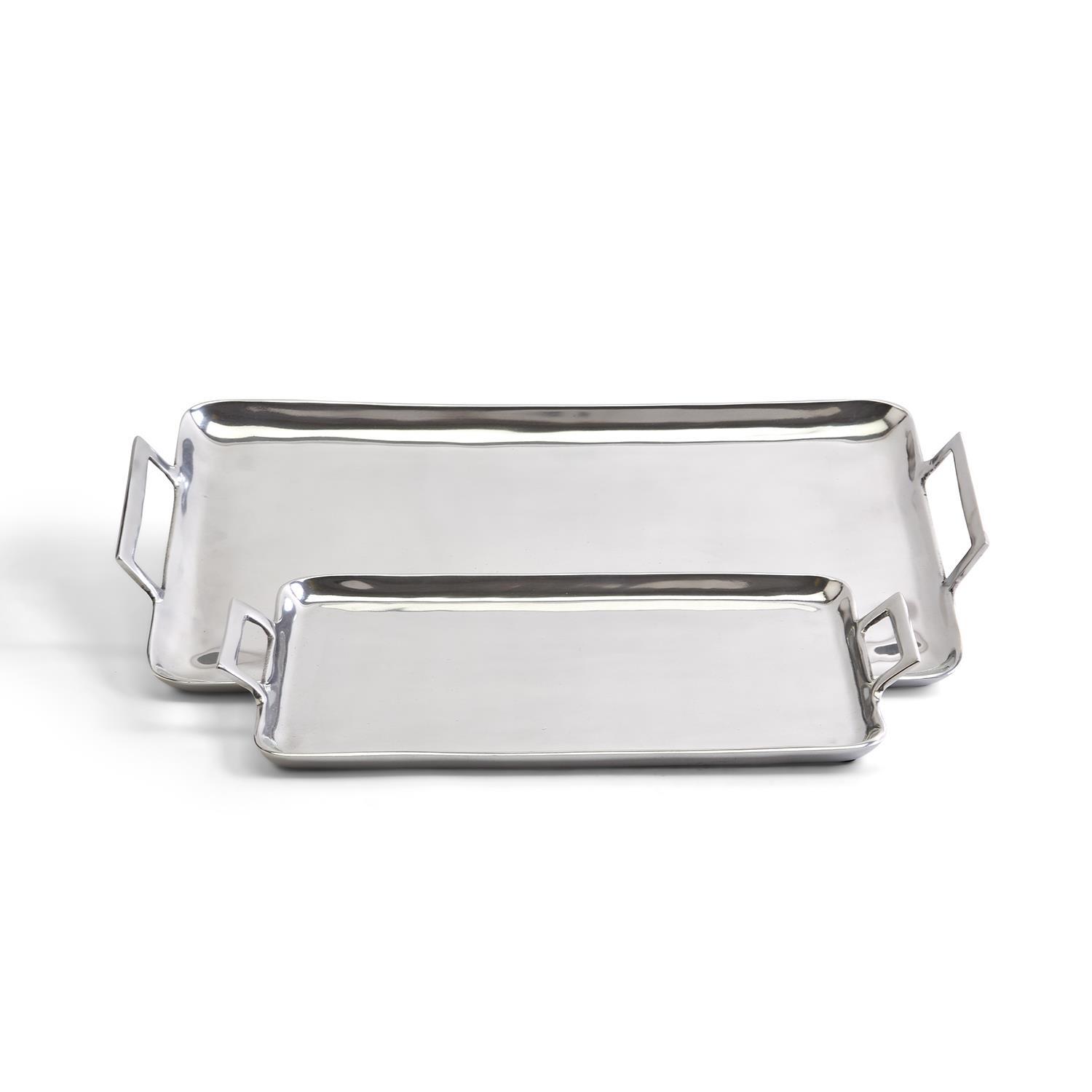 Crillion S/2 High Polished Silver Tray with Handles