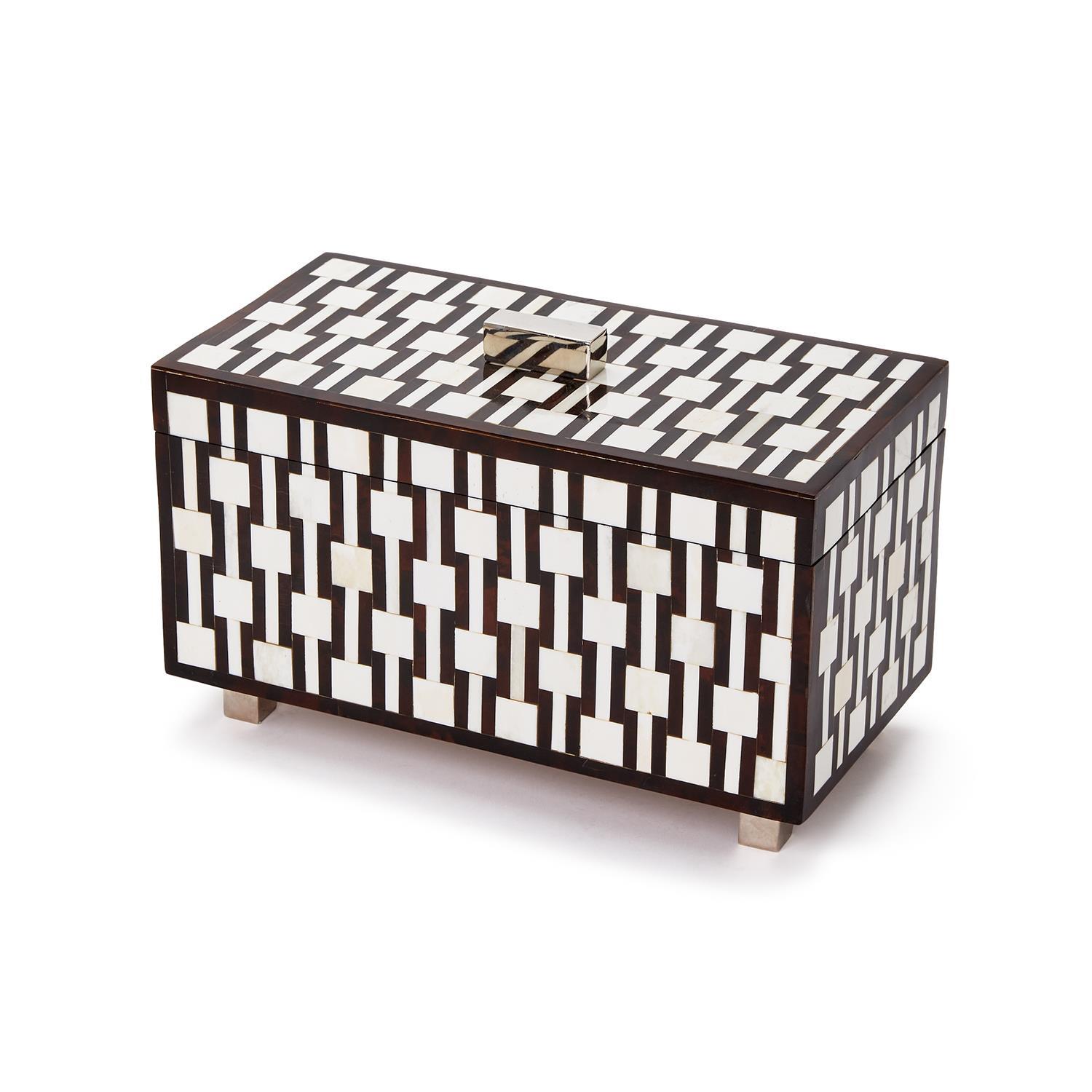 Moderna Bone Covered Box with Silver Feet