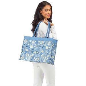 Blue Floral Tote Bag with Inside Pocket A/2 Designs