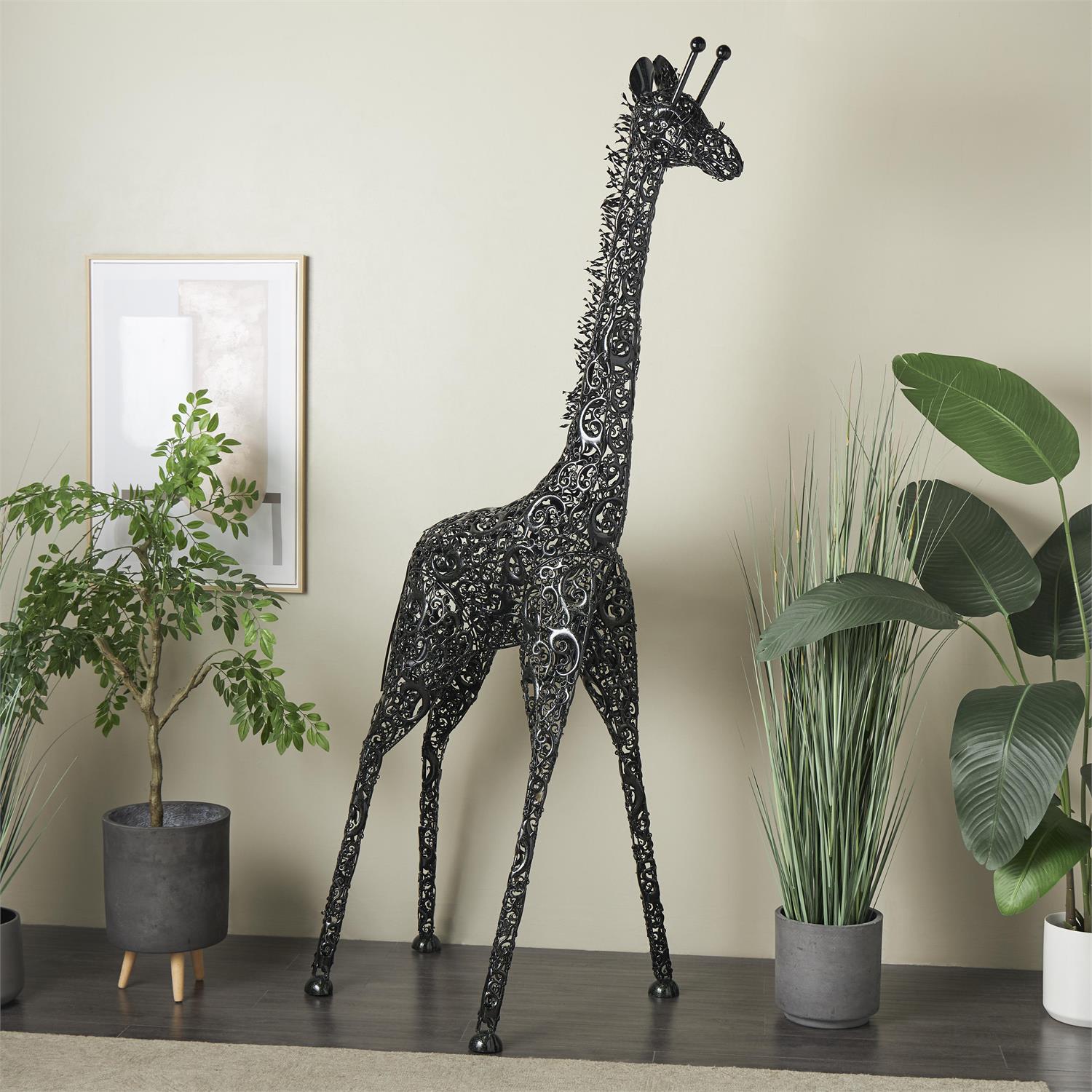 black giraffe statue