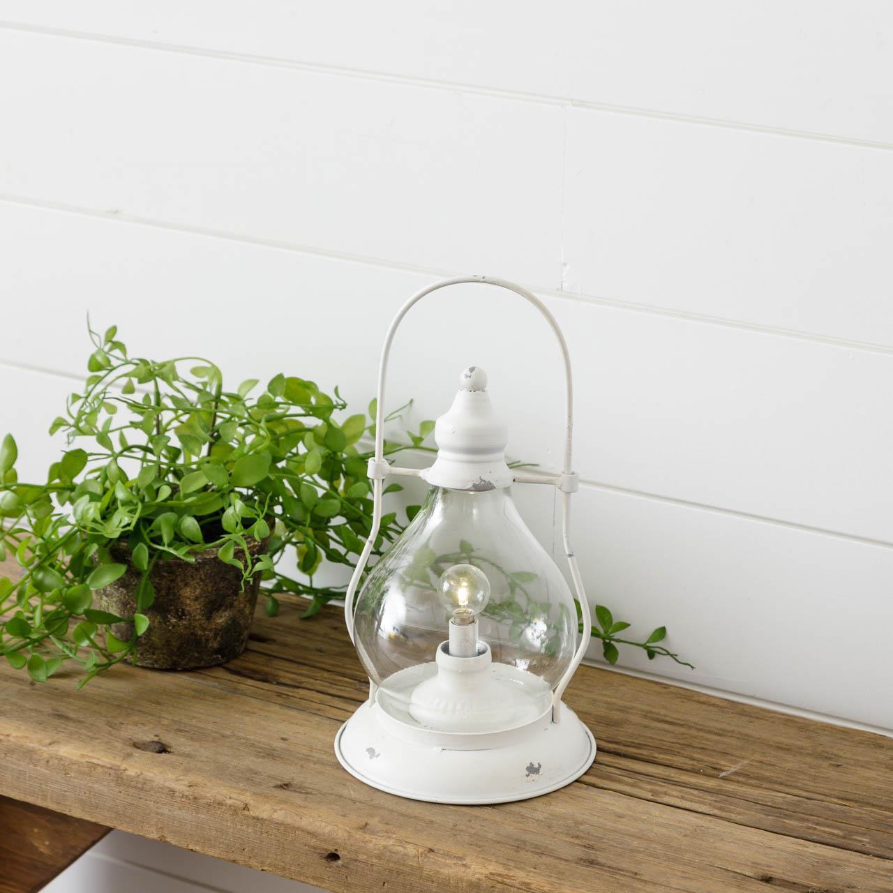 white hurricane lantern