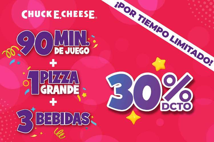 ¡Promo Flash! Combo de Juego + Comida | Chuck E. Cheese´s