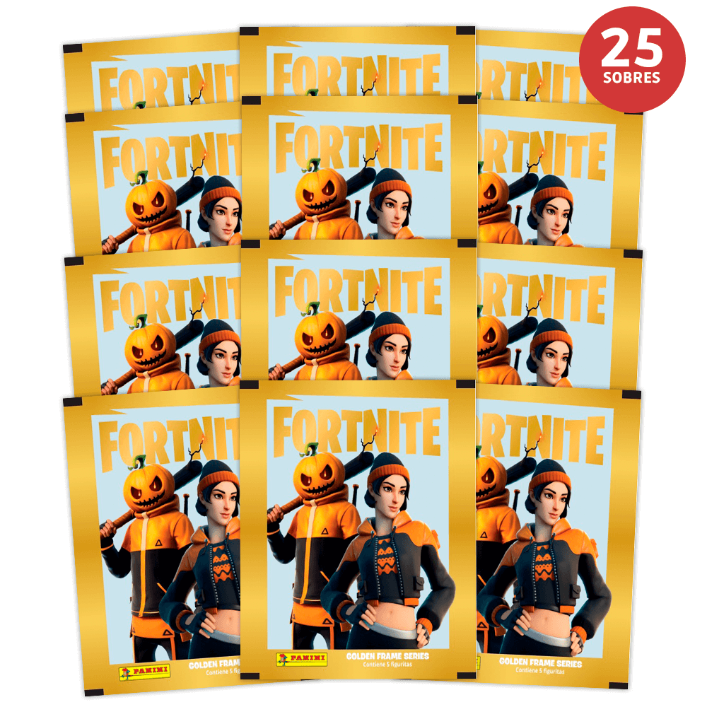 Colección de Stickers Fortnite Golden Frame Pack con 25 Sobres | EntreKids