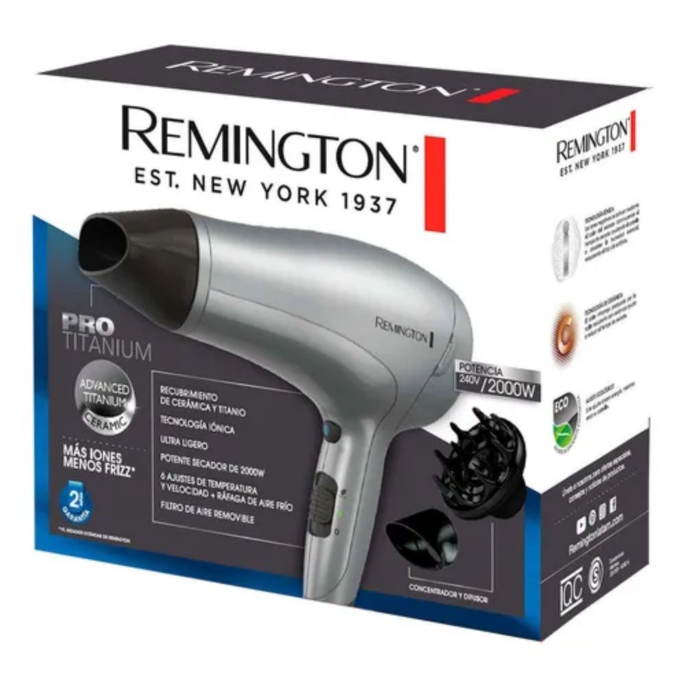 Secador Remington Pro Titanium Gris D3019 | EntreKids