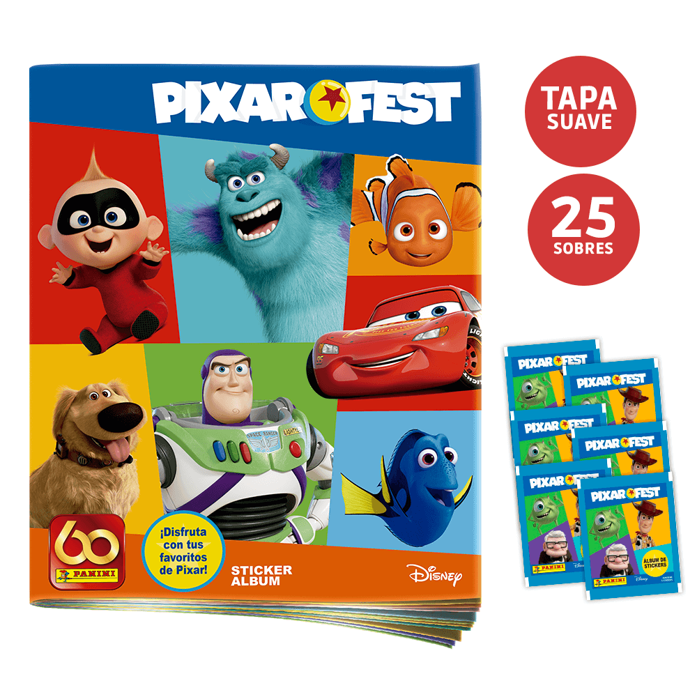 Colección de Stickers Pixar Fest Álbum + 25 Sobres | EntreKids