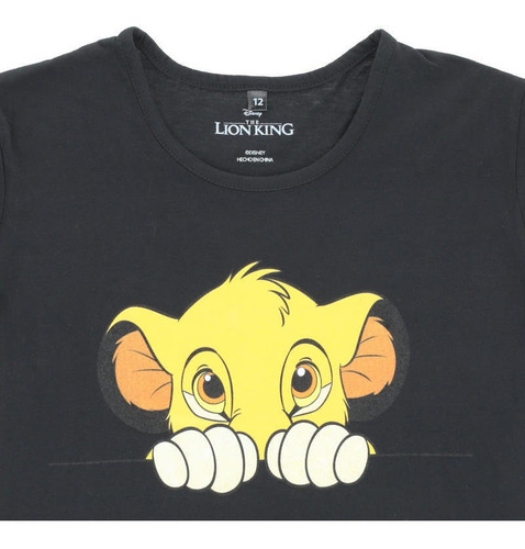 Polera Niña Rey Leon Timido Negro Disney | EntreKids