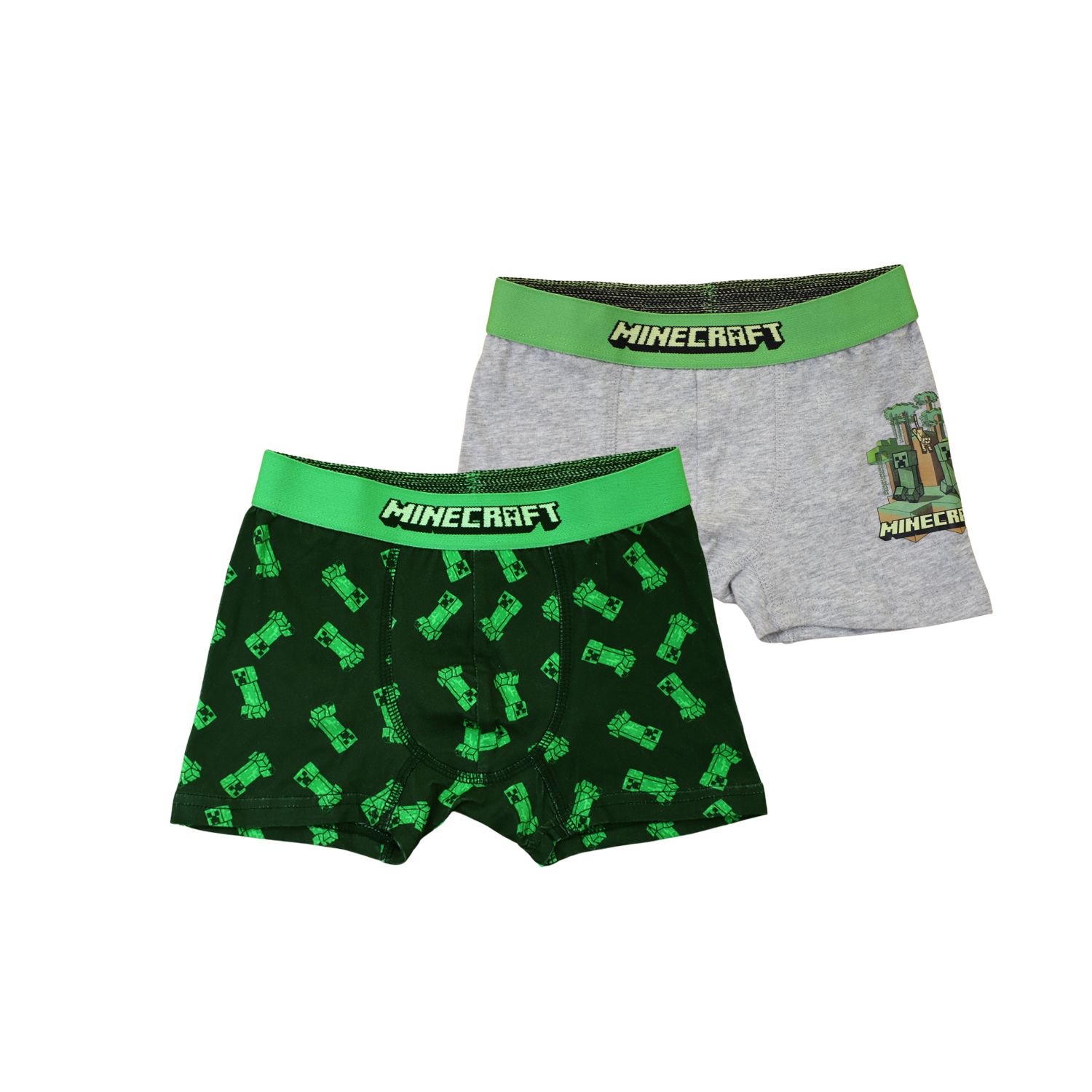 Bipack Boxer Niño Green World Gris Minecraft | EntreKids