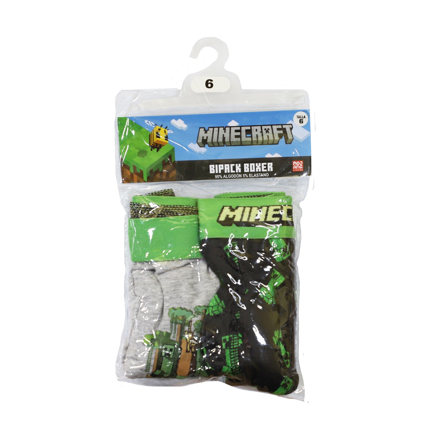 Bipack Boxer Niño Green World Gris Minecraft | EntreKids