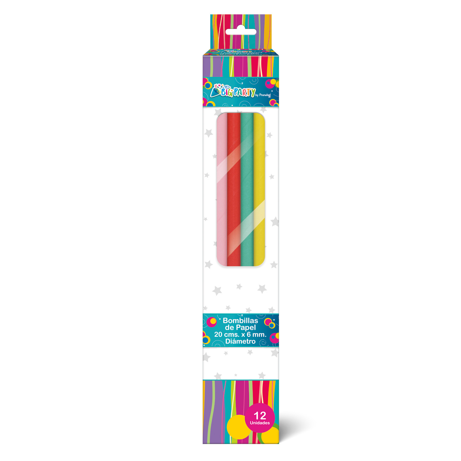 Bombilla Papel Color Surtido 12 unidades | EntreKids
