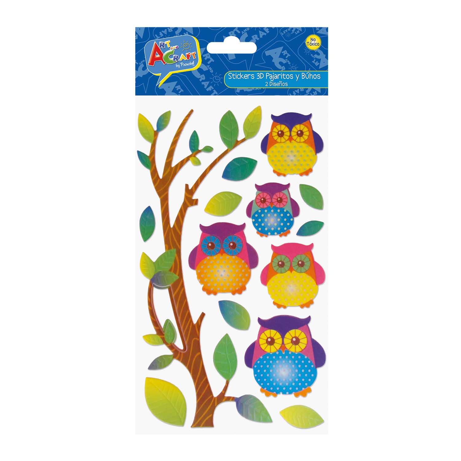 Sticker 3D 2 Surtidos Pajaritos/Buhos Bol Art & Craft | EntreKids