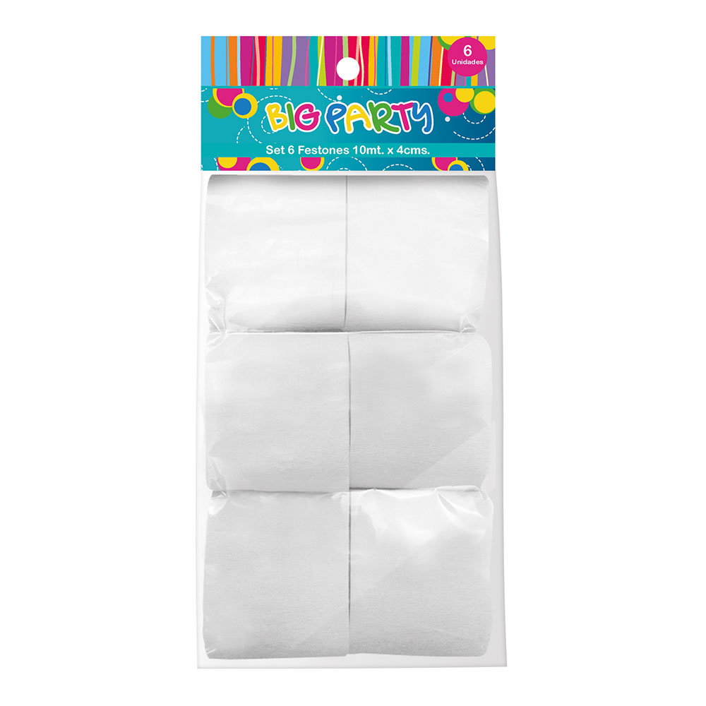 Set 6 Festones Blancos 10Mtsx4Cm | EntreKids