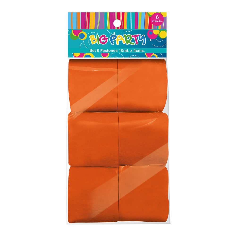 Set 6 Festones Naranjos 10Mtsx4Cm | EntreKids
