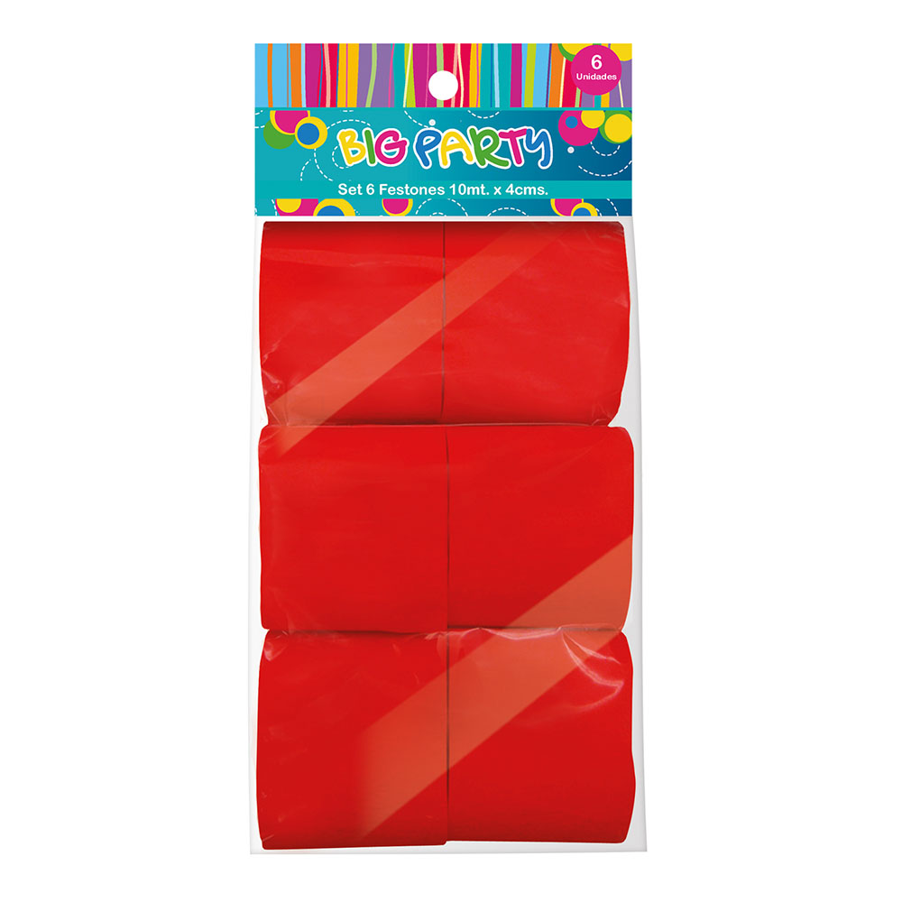 Set 6 Festones Rojos 10Mtsx4Cm | EntreKids